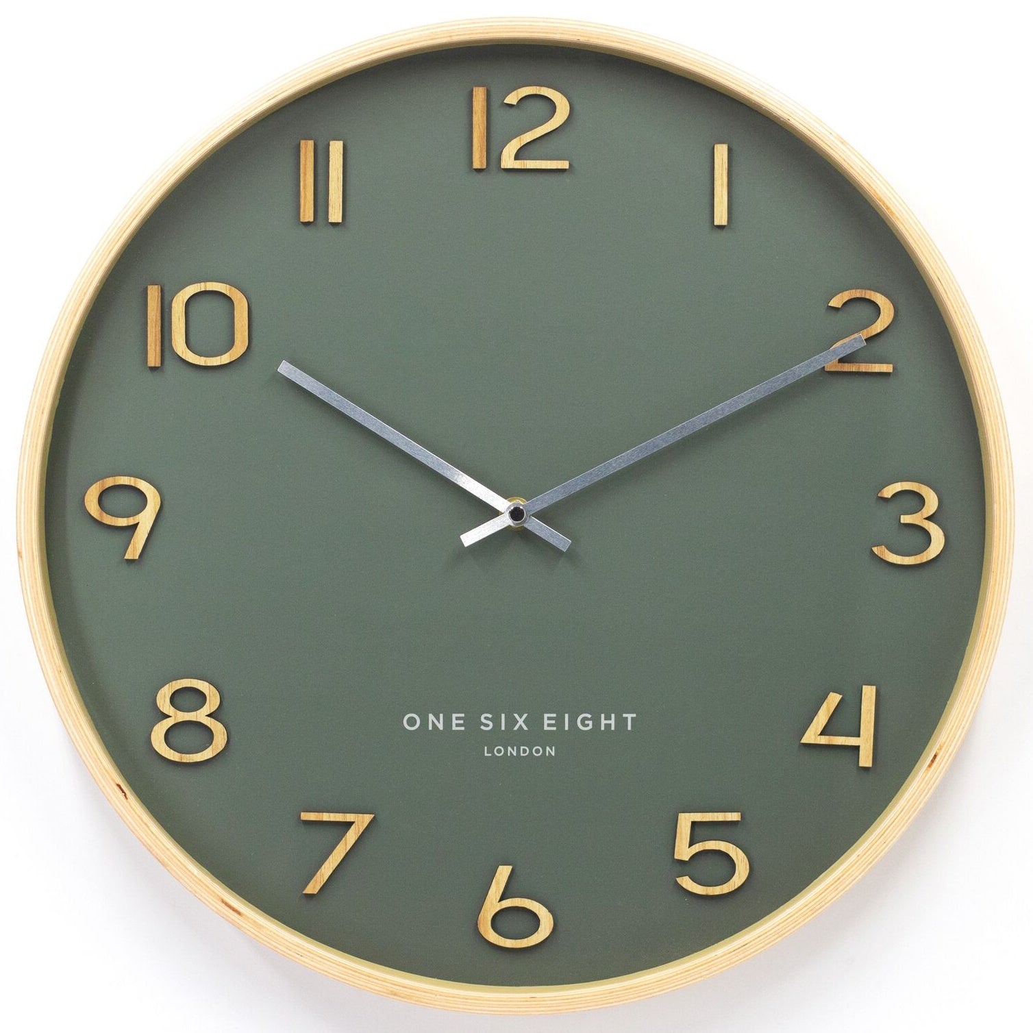 One Six Eight London Wallace Wooden Wall Clock Olive Green – Oh Clocks