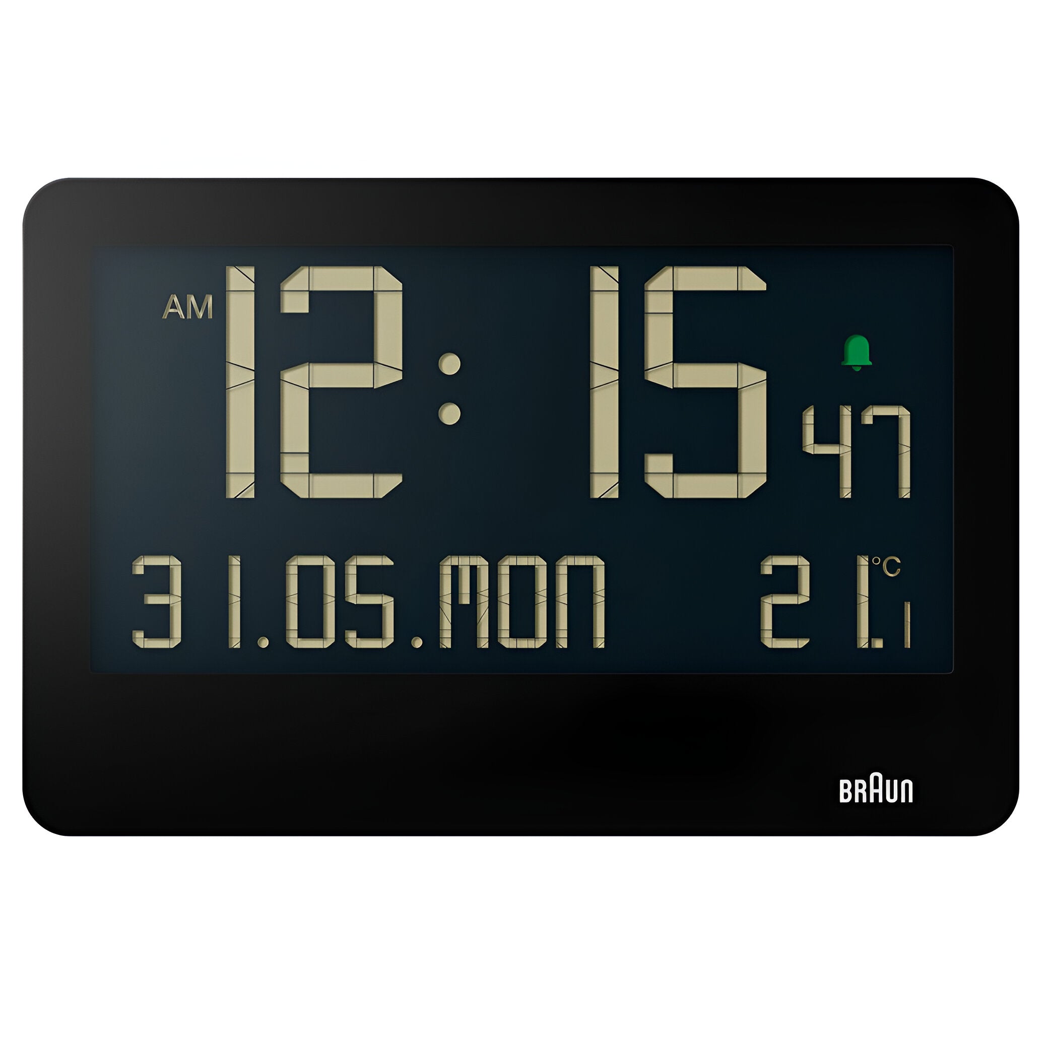 Braun Multifunction Reverse LCD Alarm Wall & Desk Clock Black – Oh Clocks