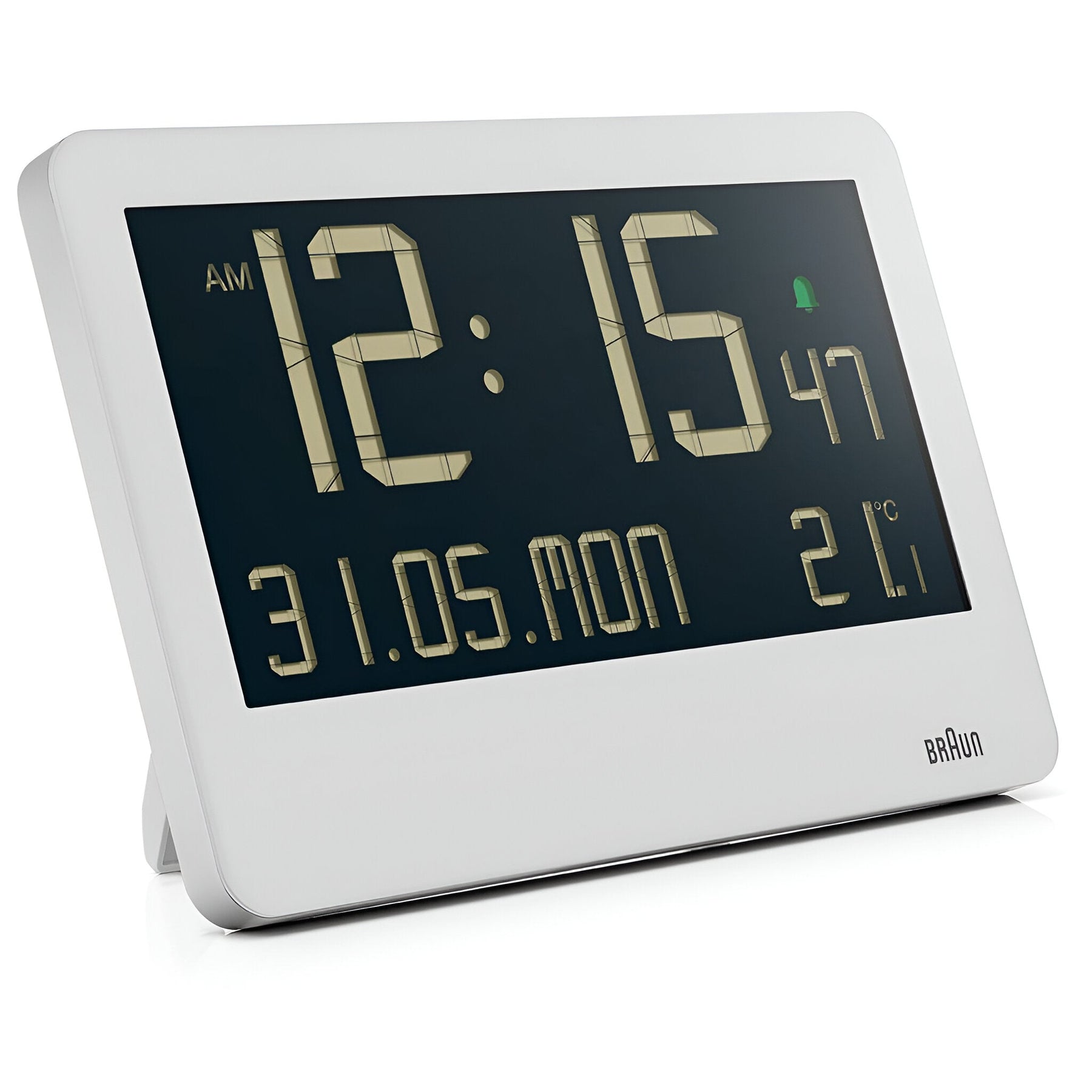 Braun Multifunction Reverse LCD Alarm Wall & Desk Clock White – Oh Clocks