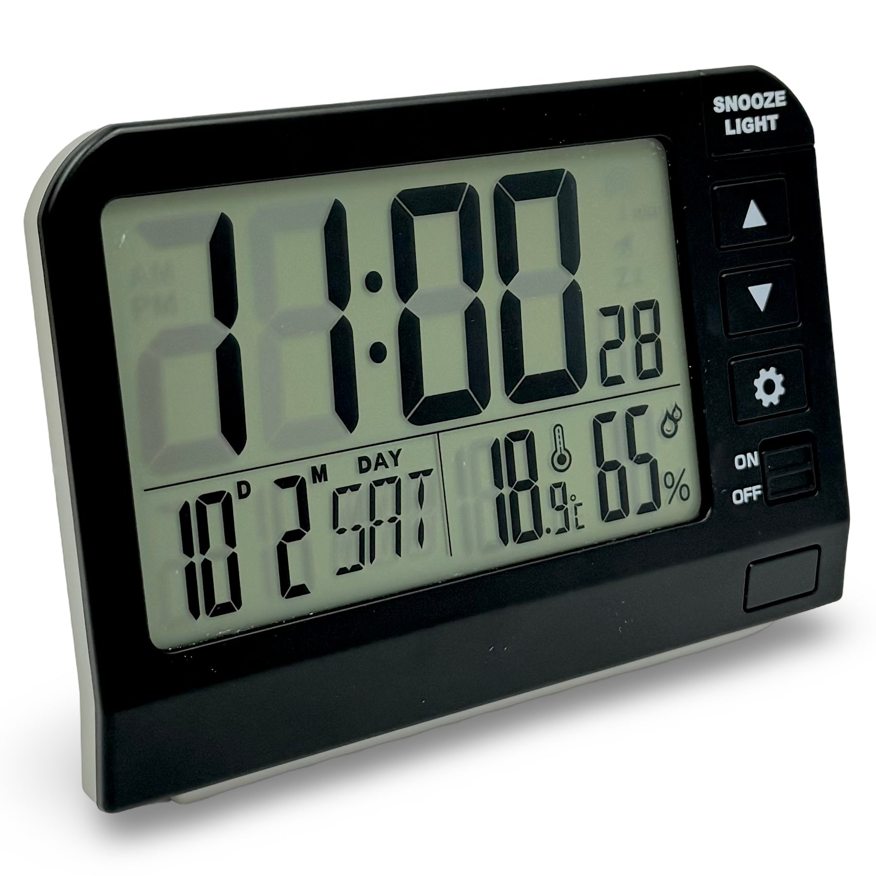 Buy Charlie Multifunction LCD Alarm Clock Black 17cm Online – Oh Clocks