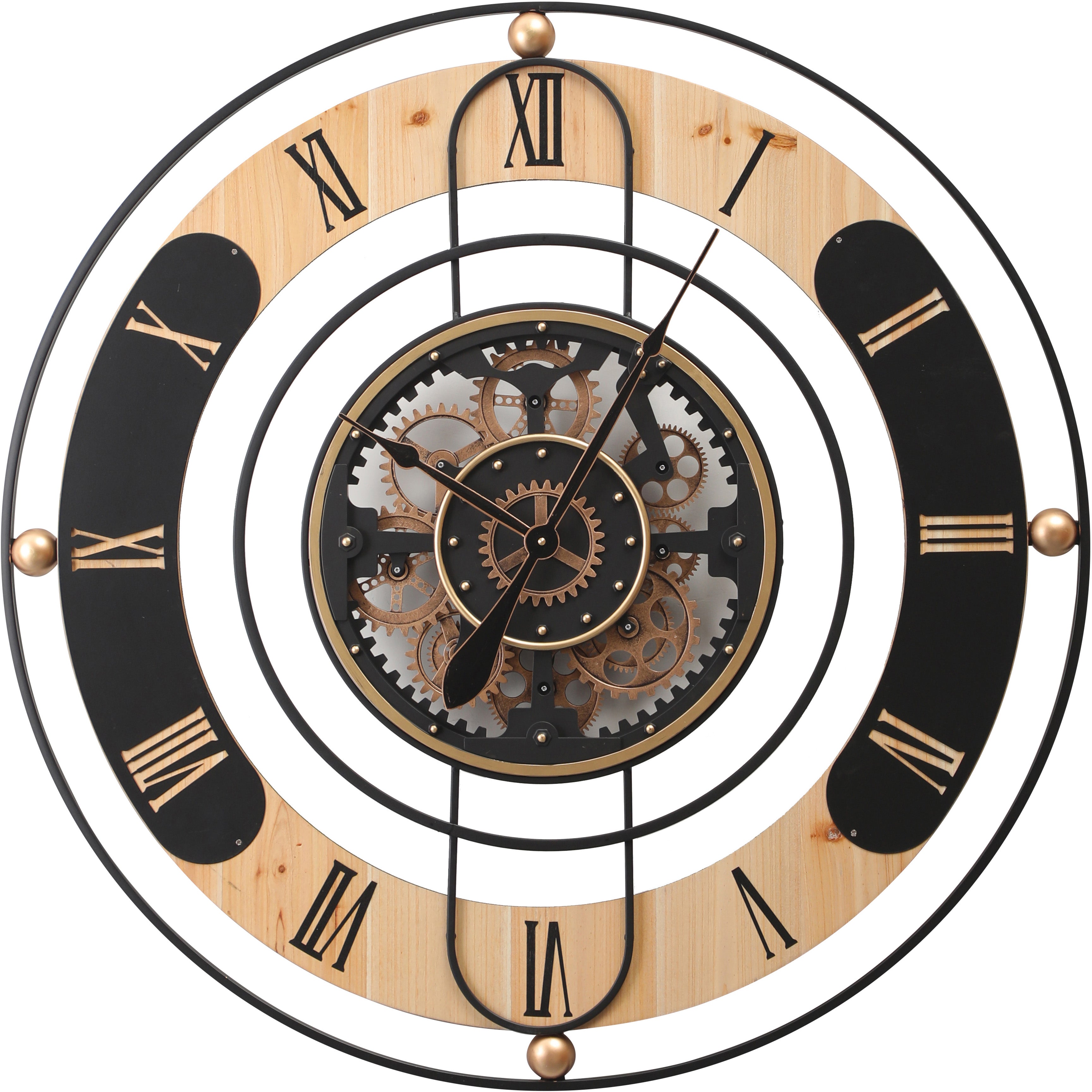 Buy Brentwood Country Wood Metal Moving Gears Wall Clock 90cm – Oh Clocks