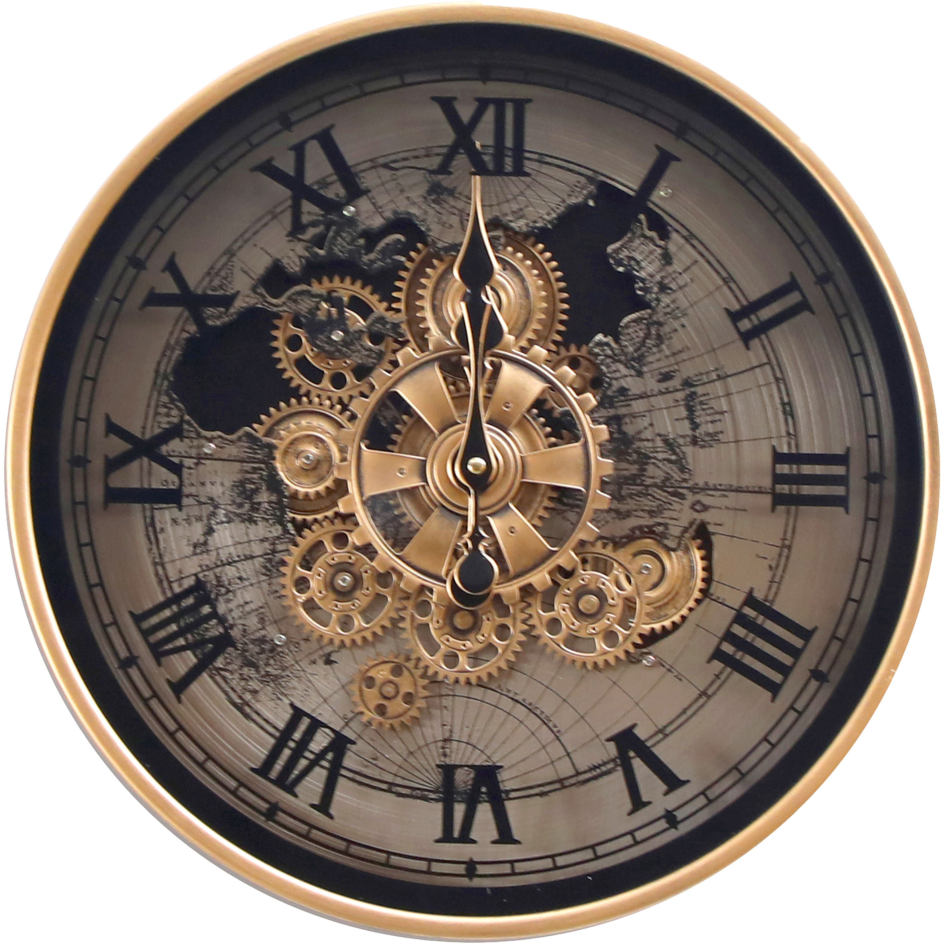 Marco Map Industrial Metal Moving Gears Wall Clock Silver Black – Oh Clocks