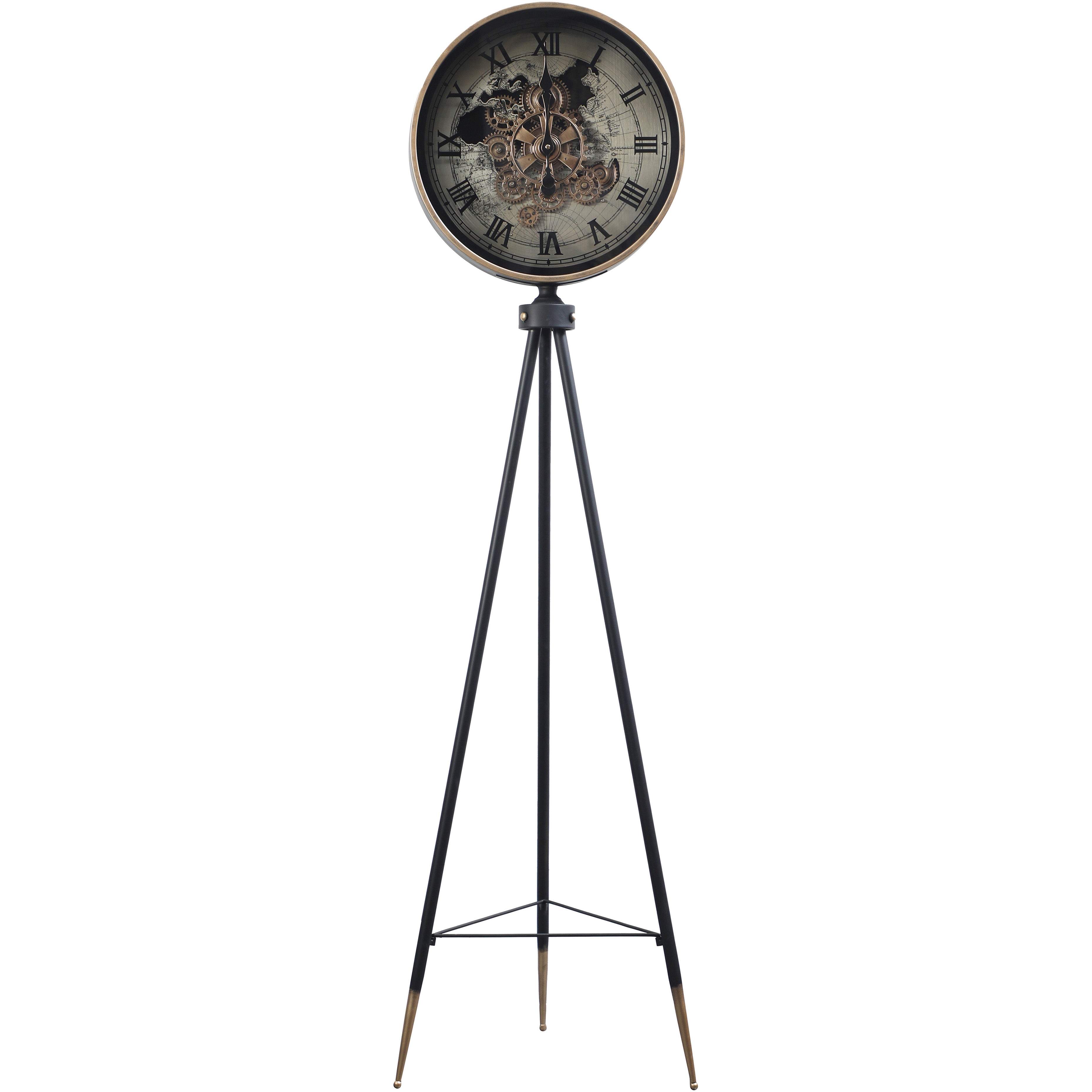 Buy Marco Tripod World Map Metal Moving Gears Floor Clock 150cm – Oh Clocks