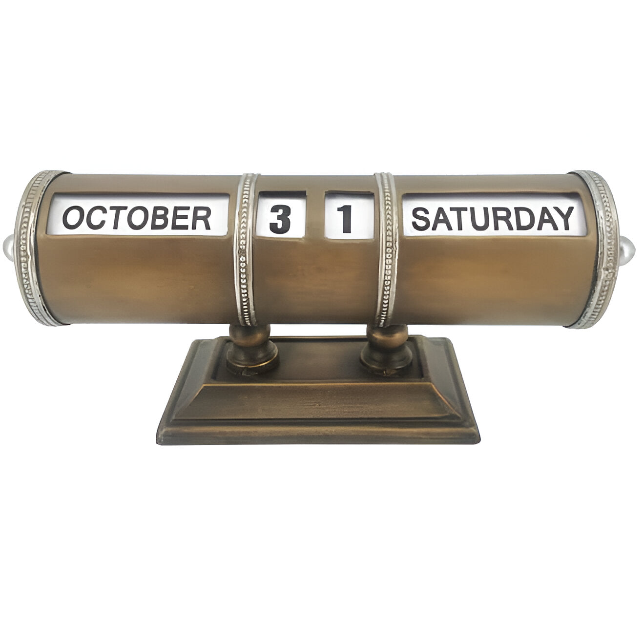 Antique Style Rolled Iron Table Top Calendar Distressed Copper – Oh Clocks