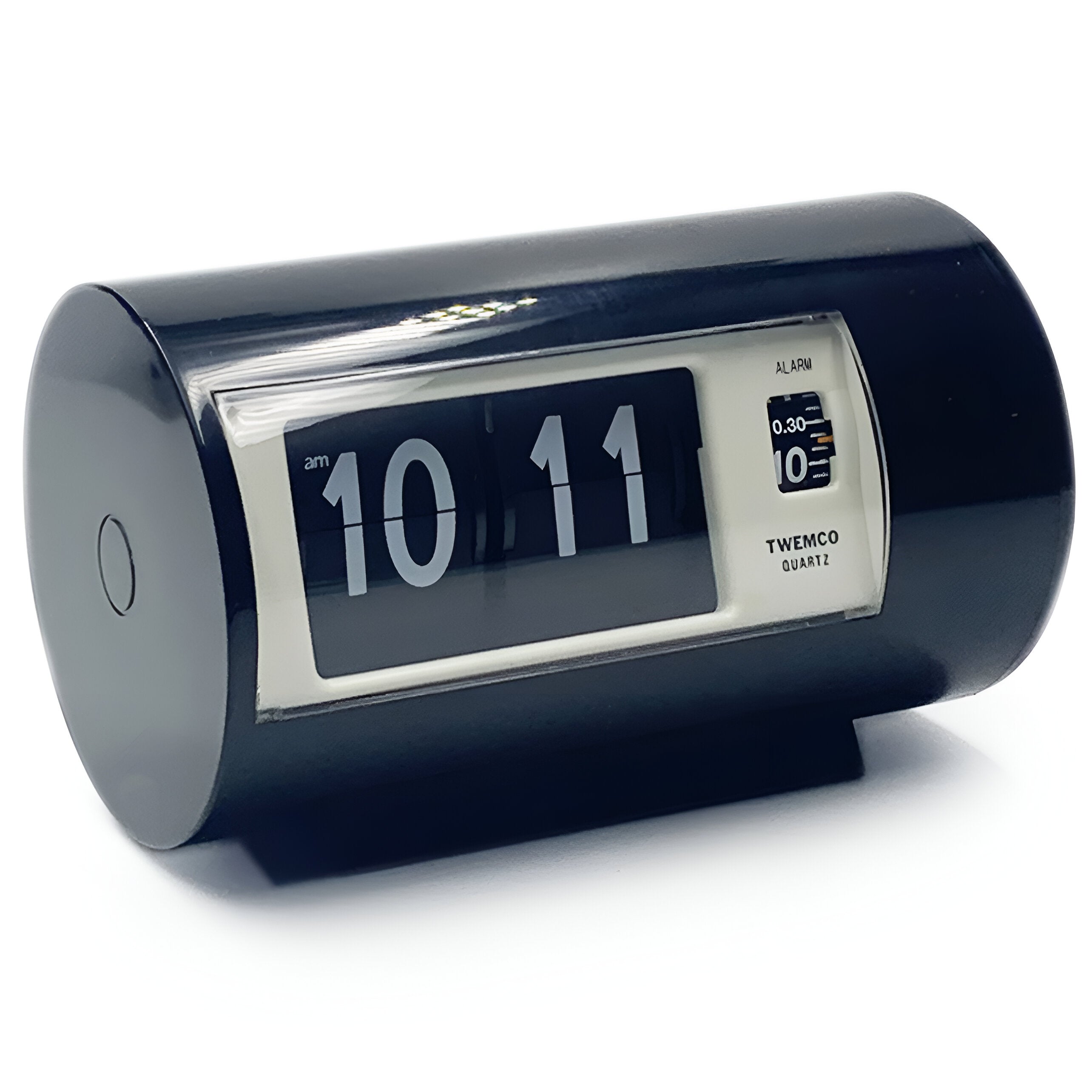 Jadco Cylindrical Flip Card Rotating Dial Alarm Clock Black – Oh Clocks