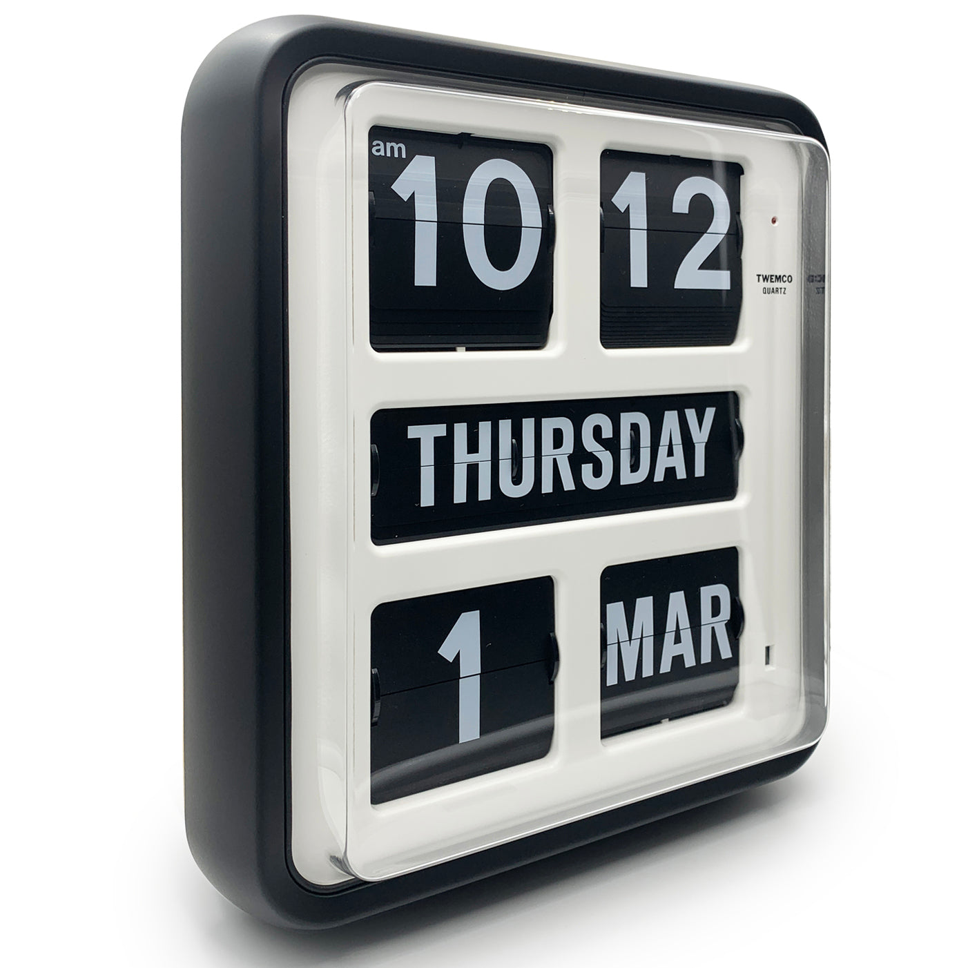 Jadco Twemco Day of Week Flip Calendar Wall Clock, Black Rim – Oh Clocks