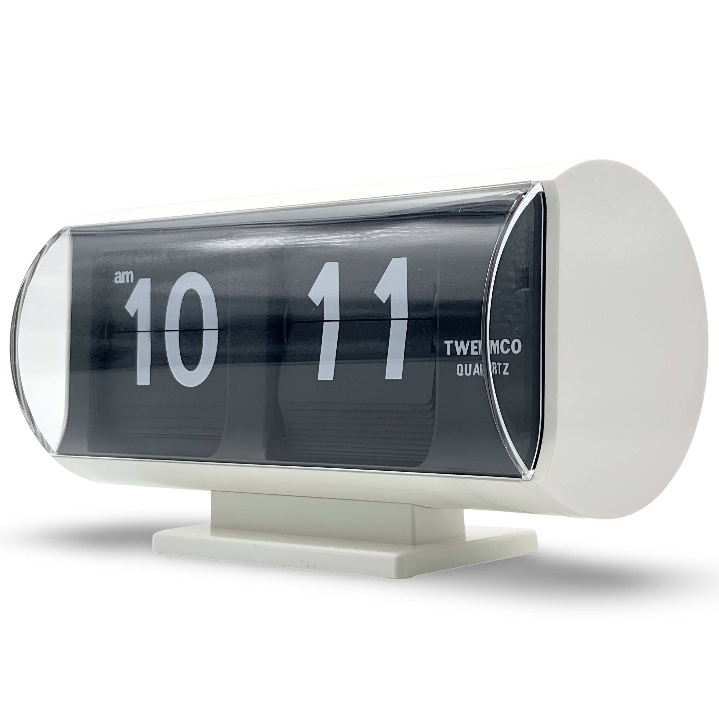 Jadco Marvin Cylindrical Digital Flip Card Desk Clock White – Oh Clocks