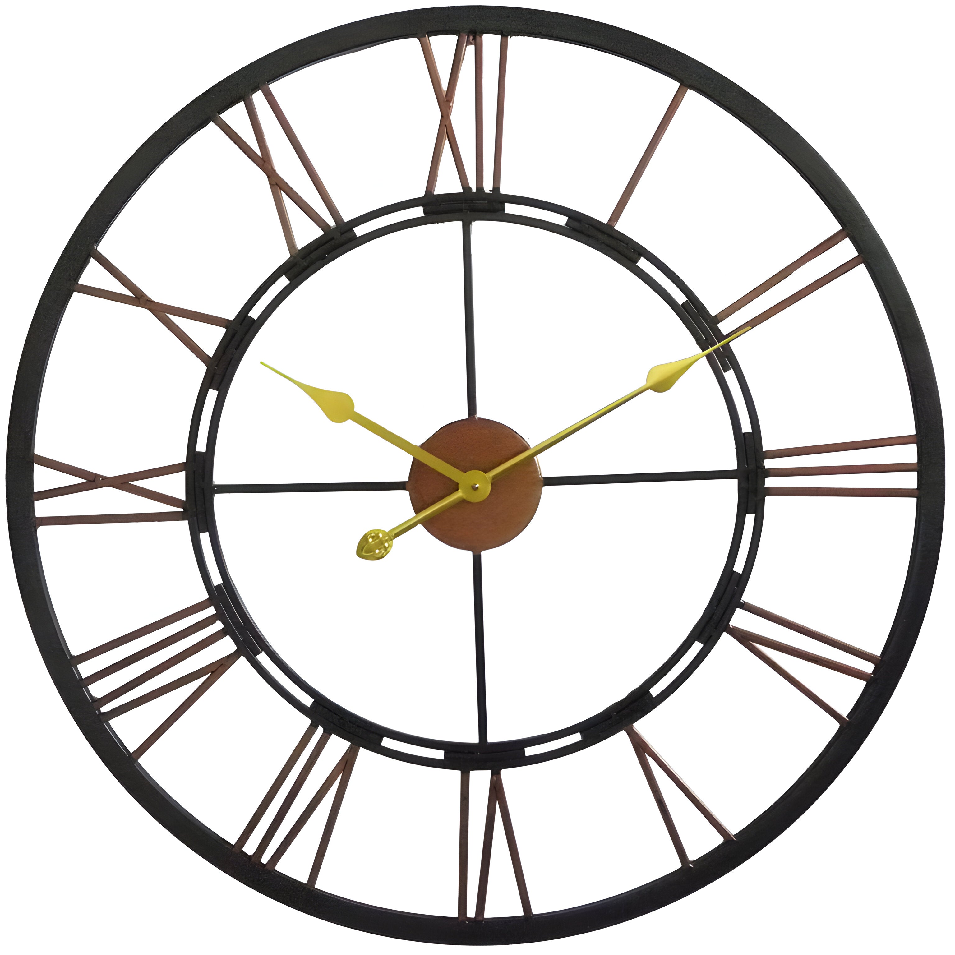 Bromley Rustic Roman Metal Skeleton Wall Clock Black Bronze – Oh Clocks