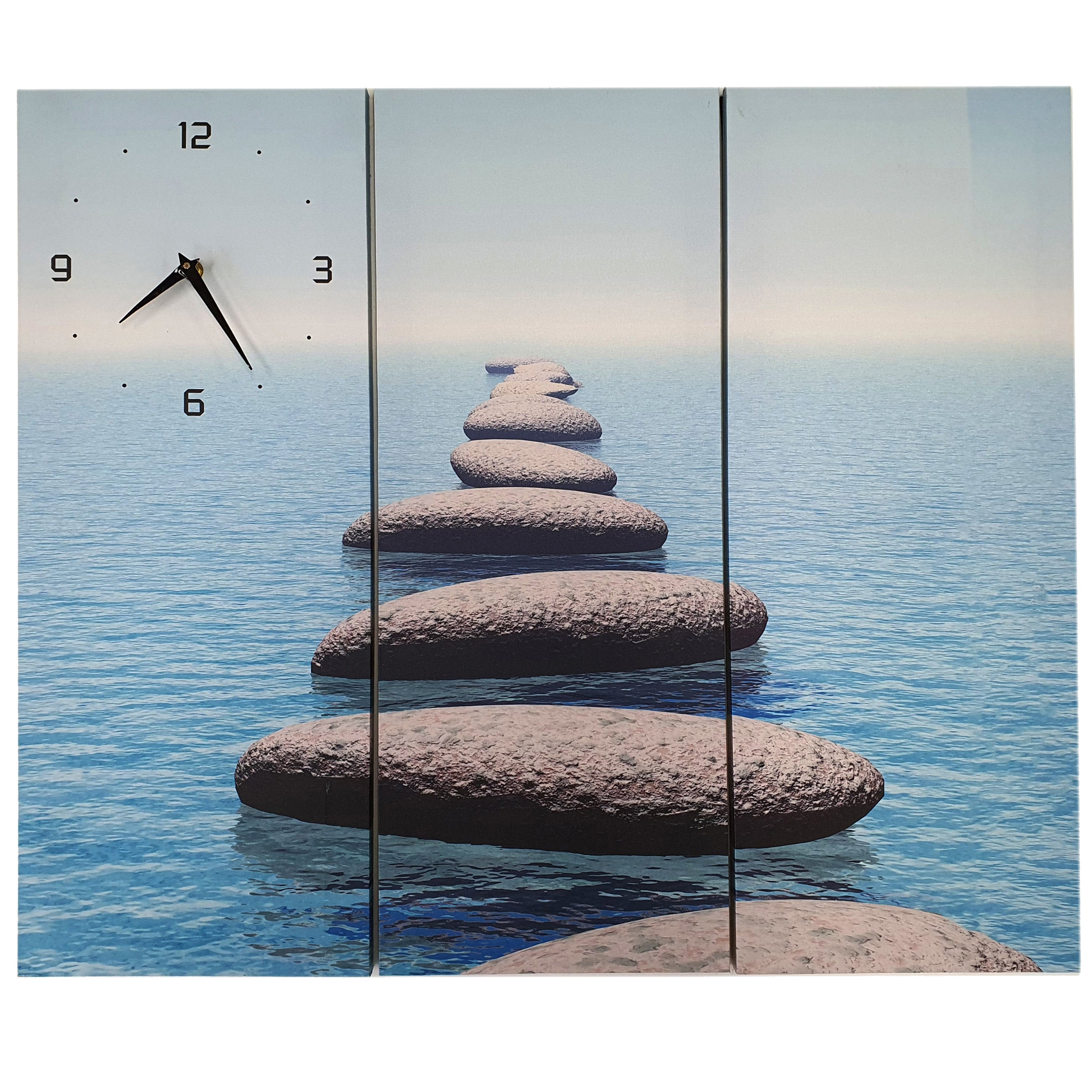 Buy Three Piece Pebble Beach Canvas Wall Clock 72cm Online – Oh Clocks