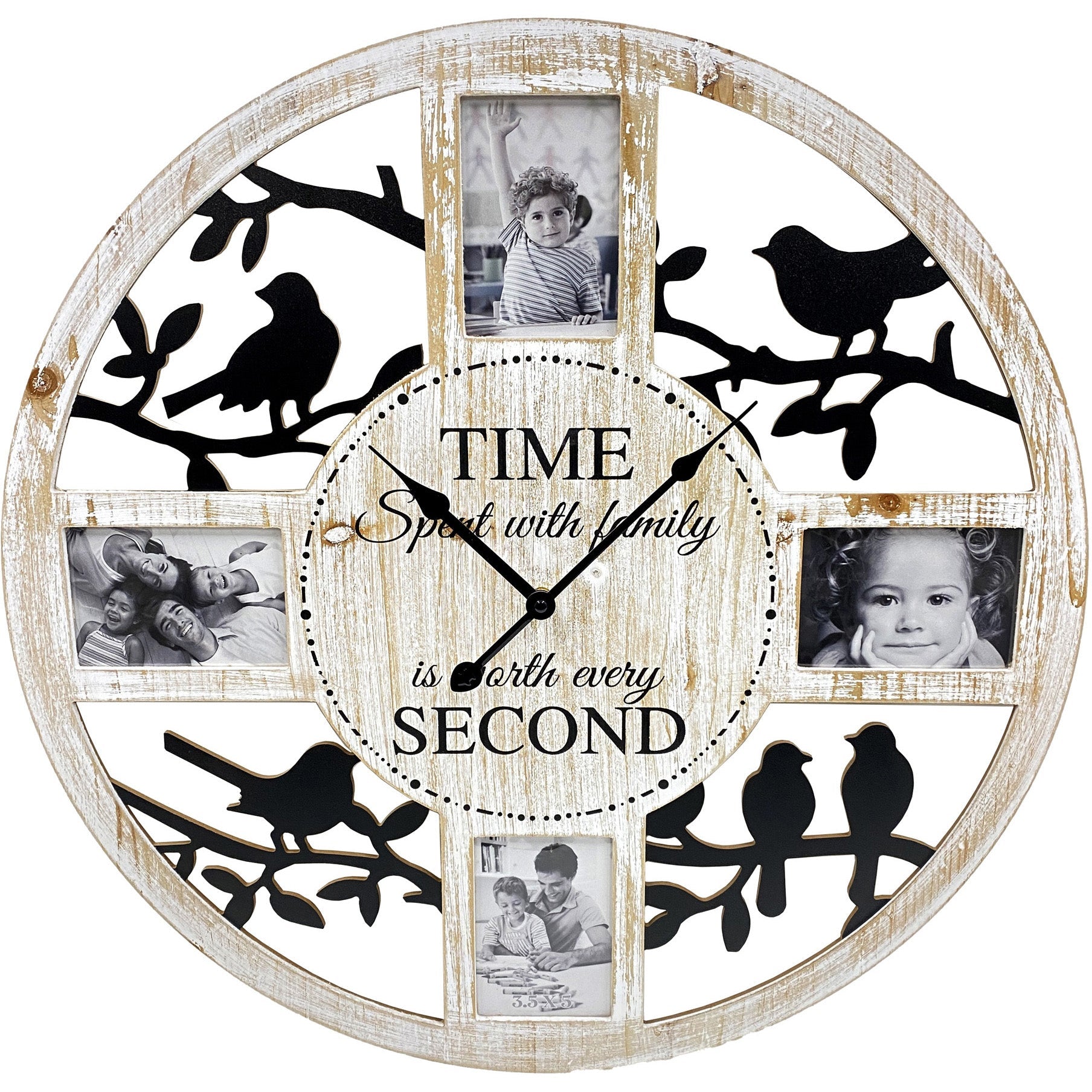 Buy Time With Family Wood Photo Frame Wall Clock 60cm Online – Oh Clocks