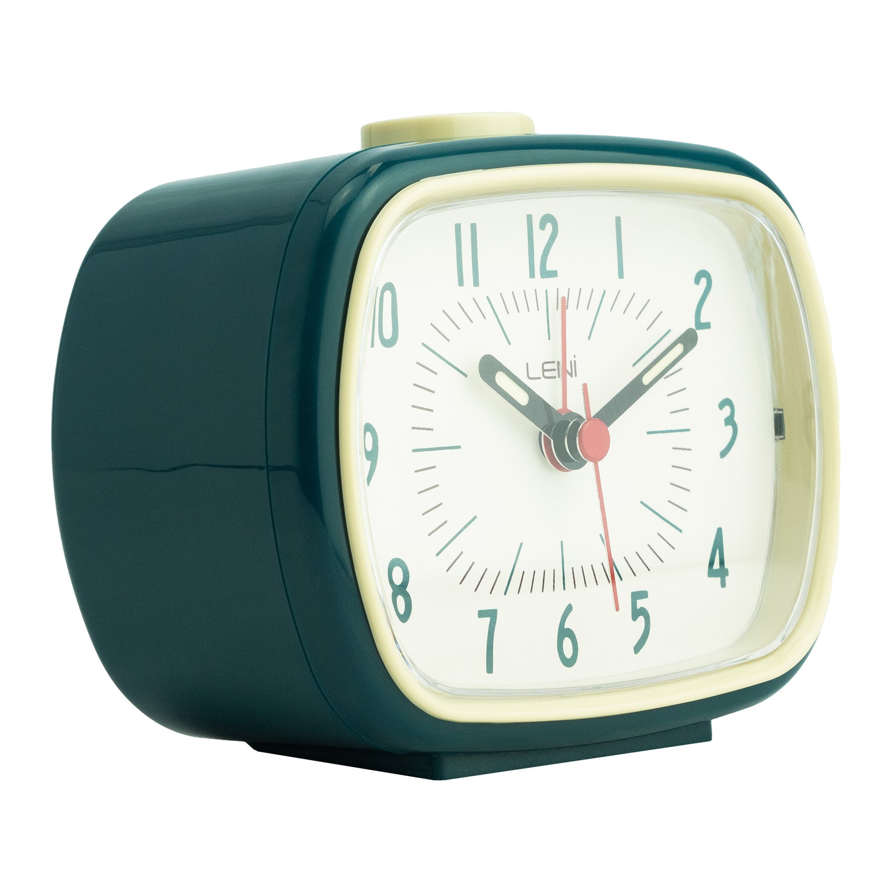 Buy Leni Retro Alarm Clock Peacock Green 11cm Online – Oh Clocks