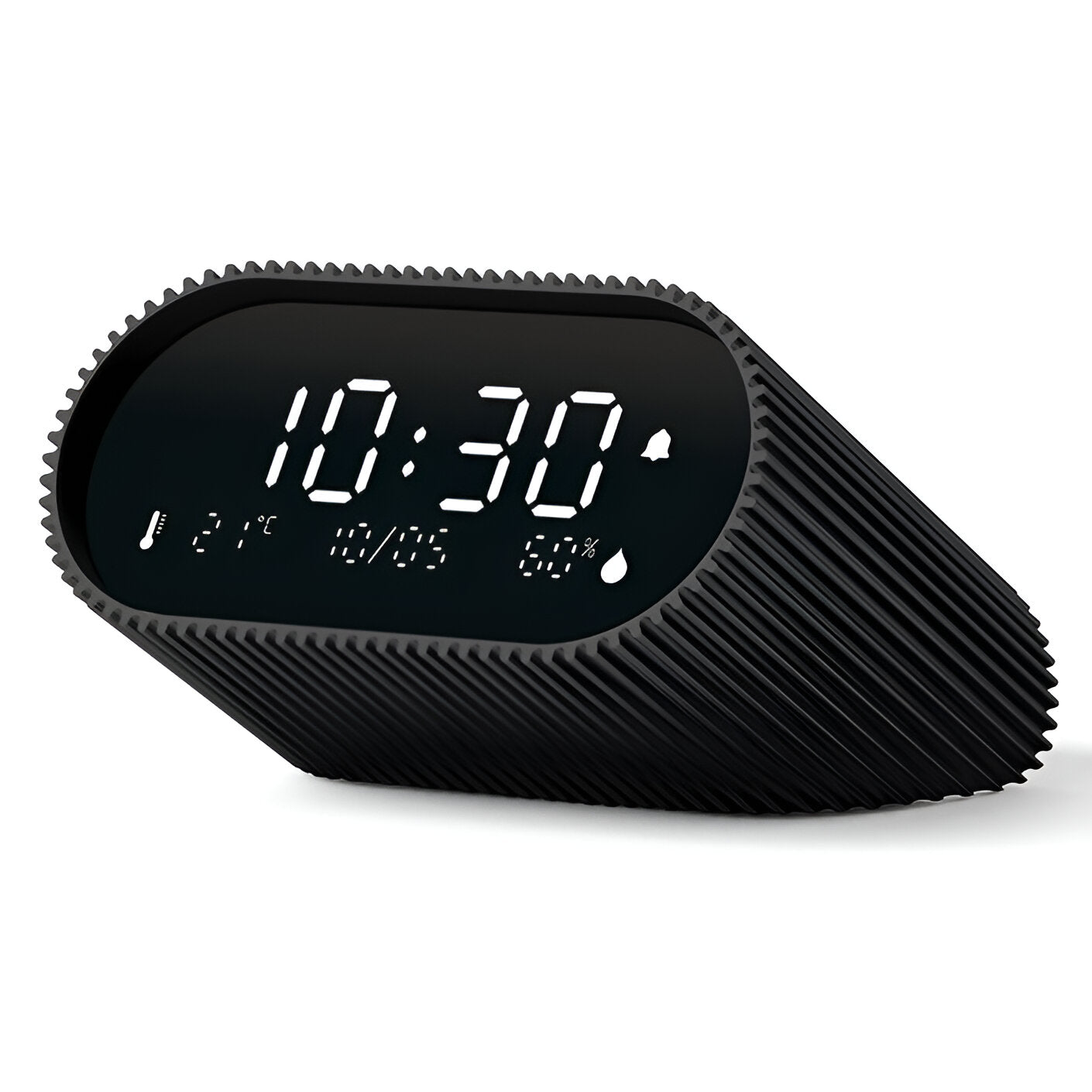 Lexon Ray Temperature Humidity Black LCD Alarm Clock Black – Oh Clocks