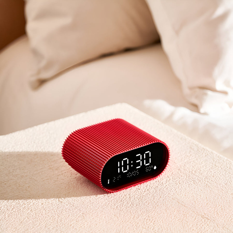 Buy Lexon Ray Temperature Humidity Black LCD Alarm Clock Red 9cm – Oh ...