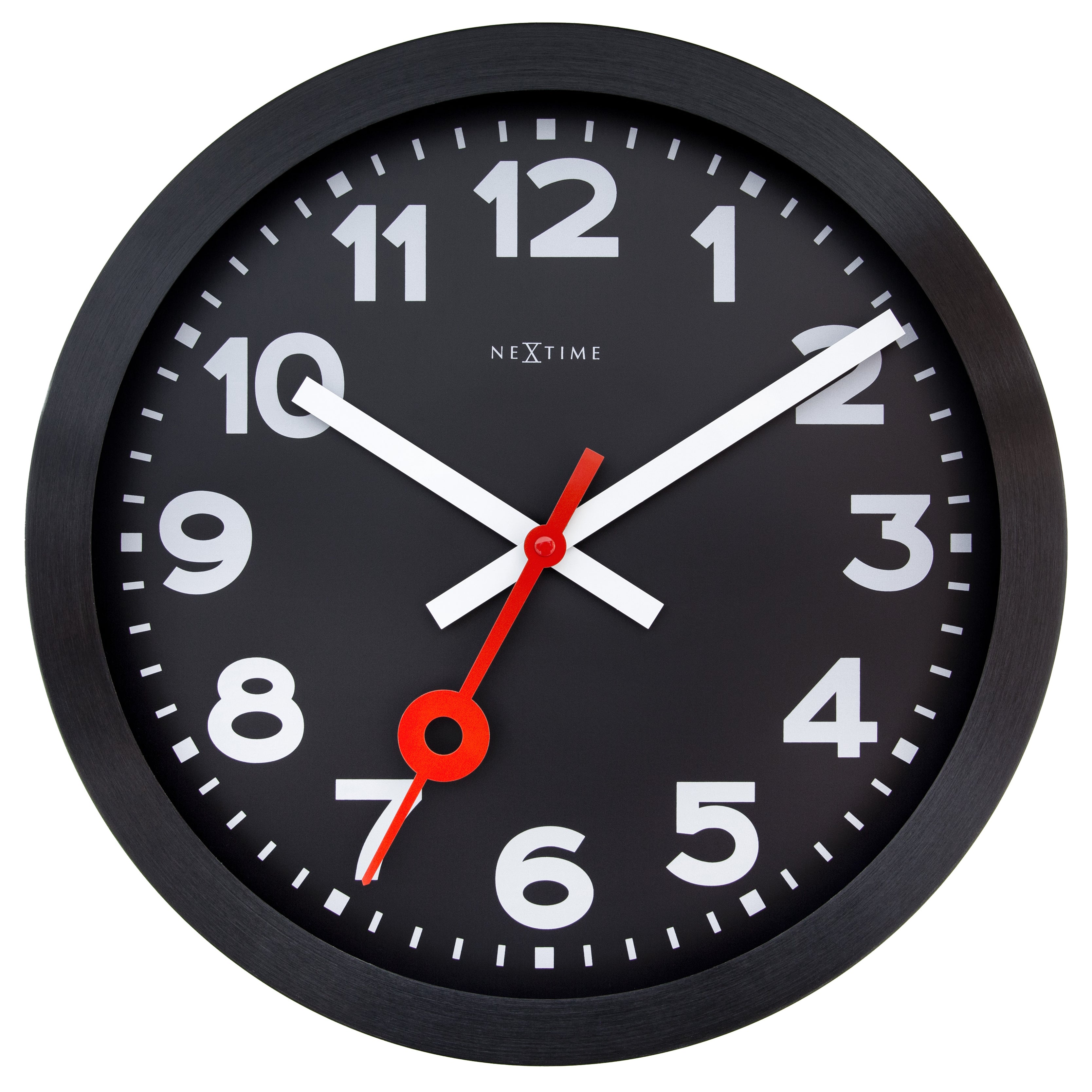 Buy NeXtime Station All Black Aluminium Wall Clock 35cm Online – Oh Clocks