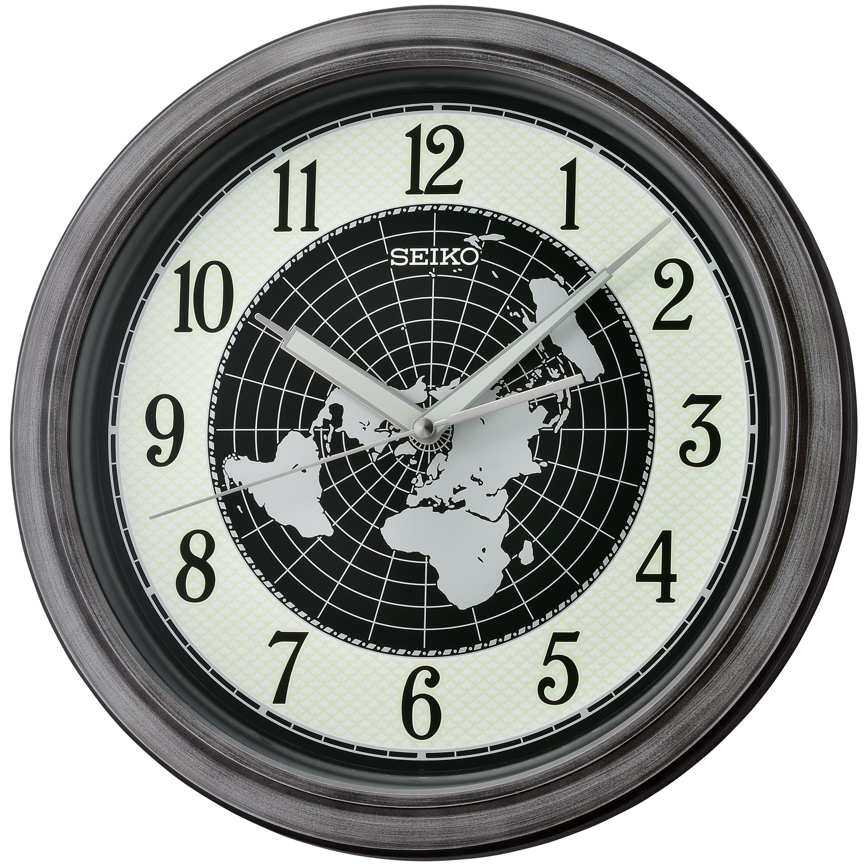 Buy Seiko Atlas Luminous Wall Clock Dark Silver 32cm Online – Oh Clocks