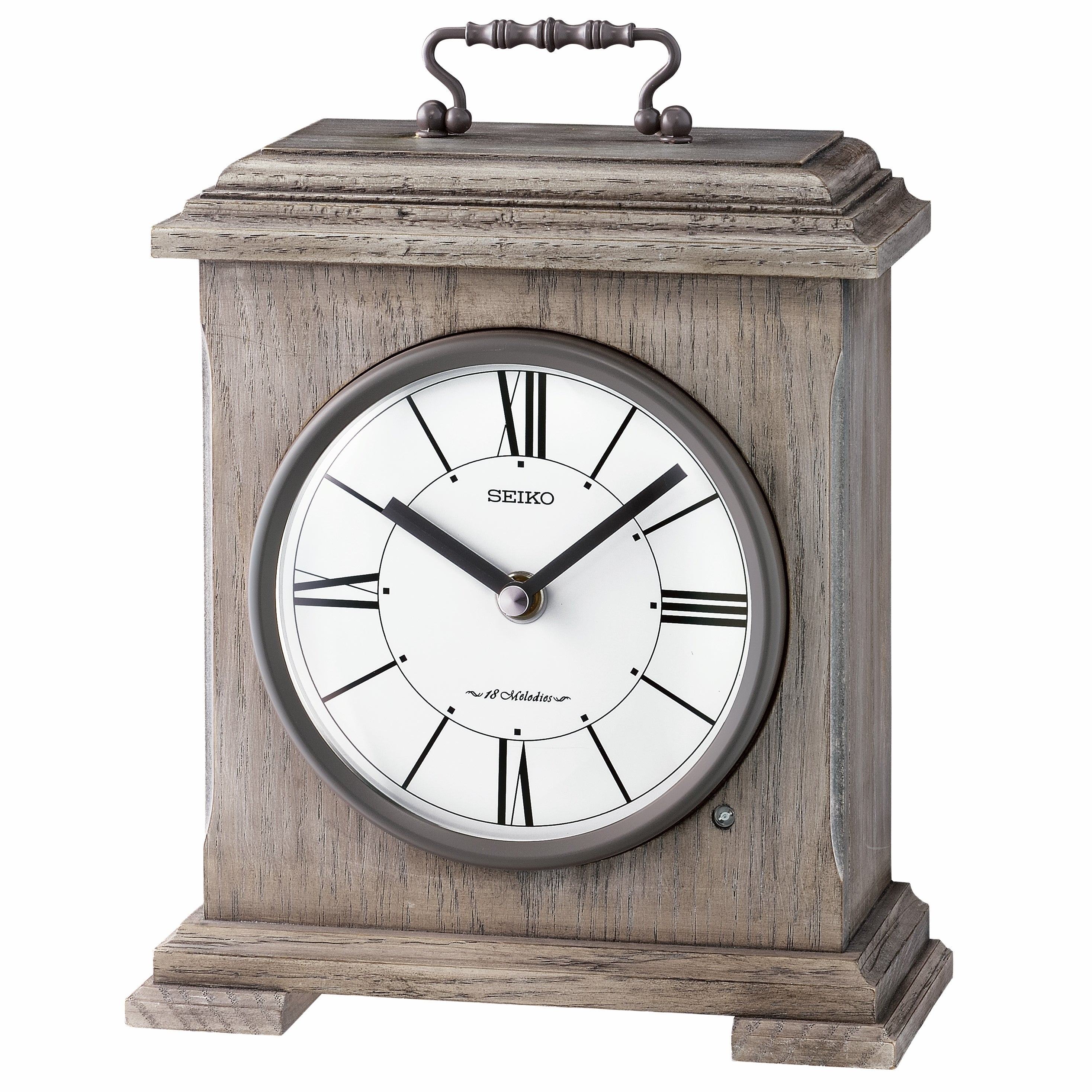 Buy Seiko Gideon Wooden Musical Carriage Mantel Clock Grey 25cm – Oh Clocks