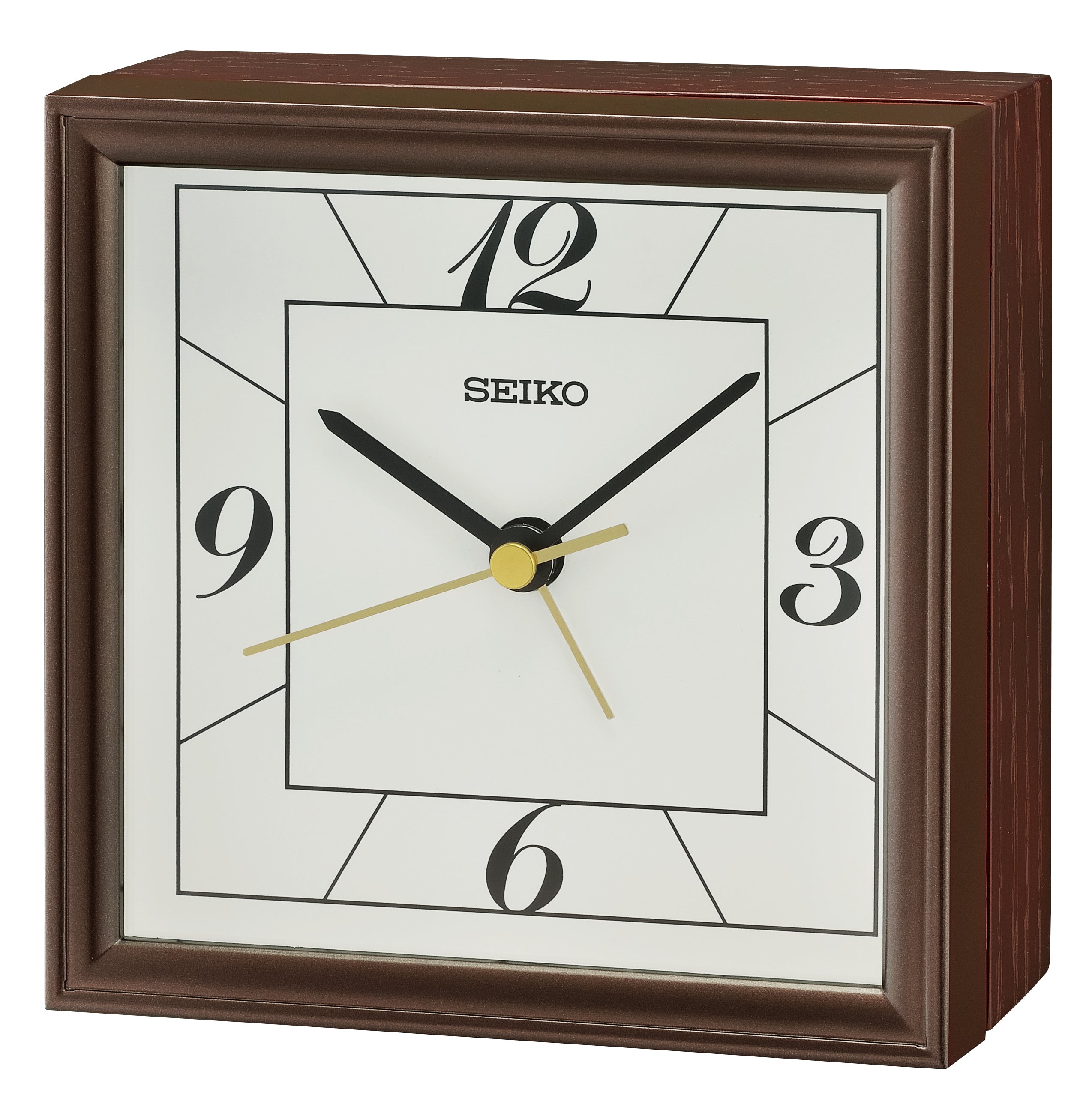Buy Seiko Harmon Square Wooden Alarm Clock Brown 11cm Online – Oh Clocks