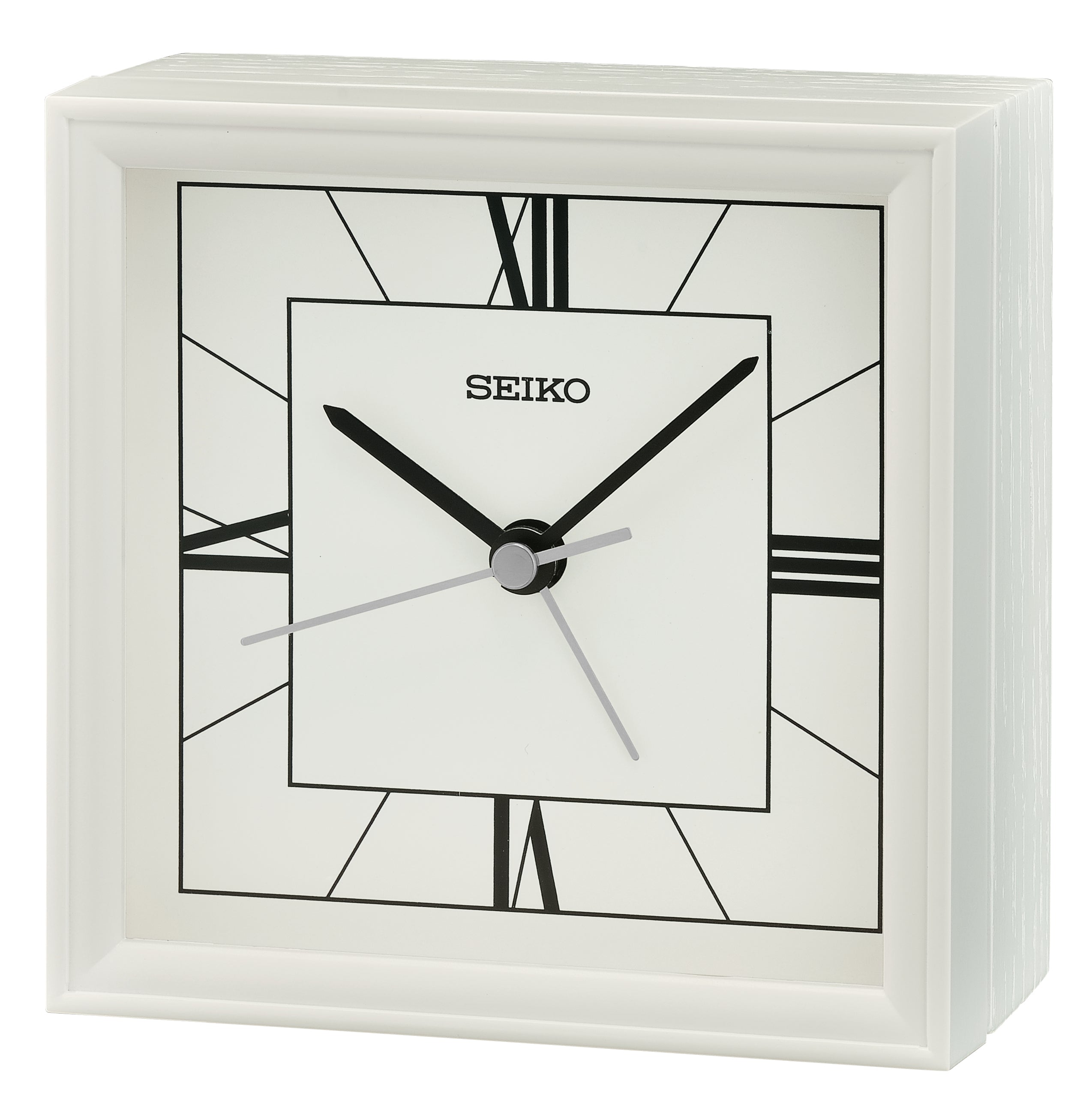 Buy Seiko Harmon Square Wooden Alarm Clock White 11cm Online – Oh Clocks