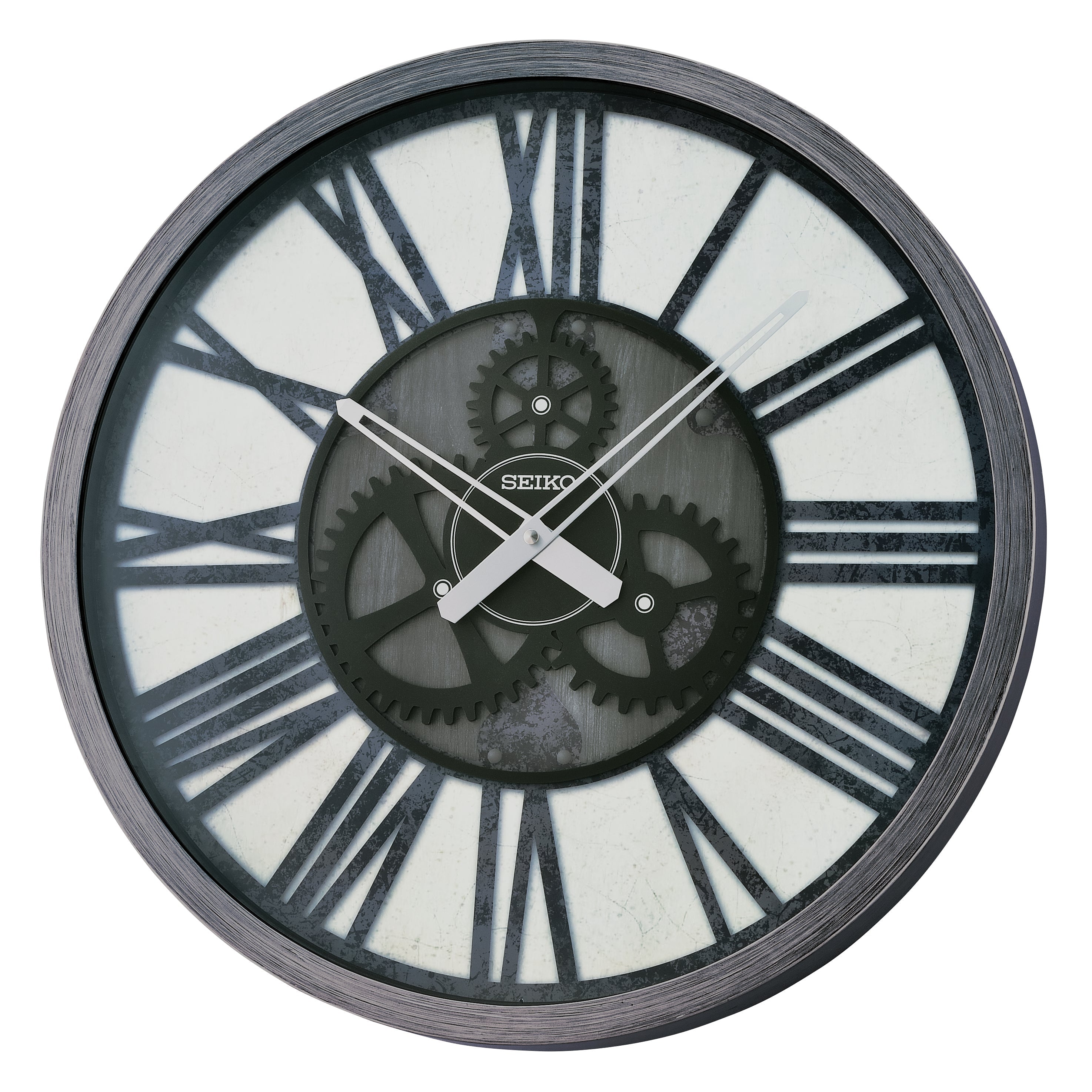 Buy Seiko Imanu Decorative Gears Wall Clock Dark Silver 51cm – Oh Clocks