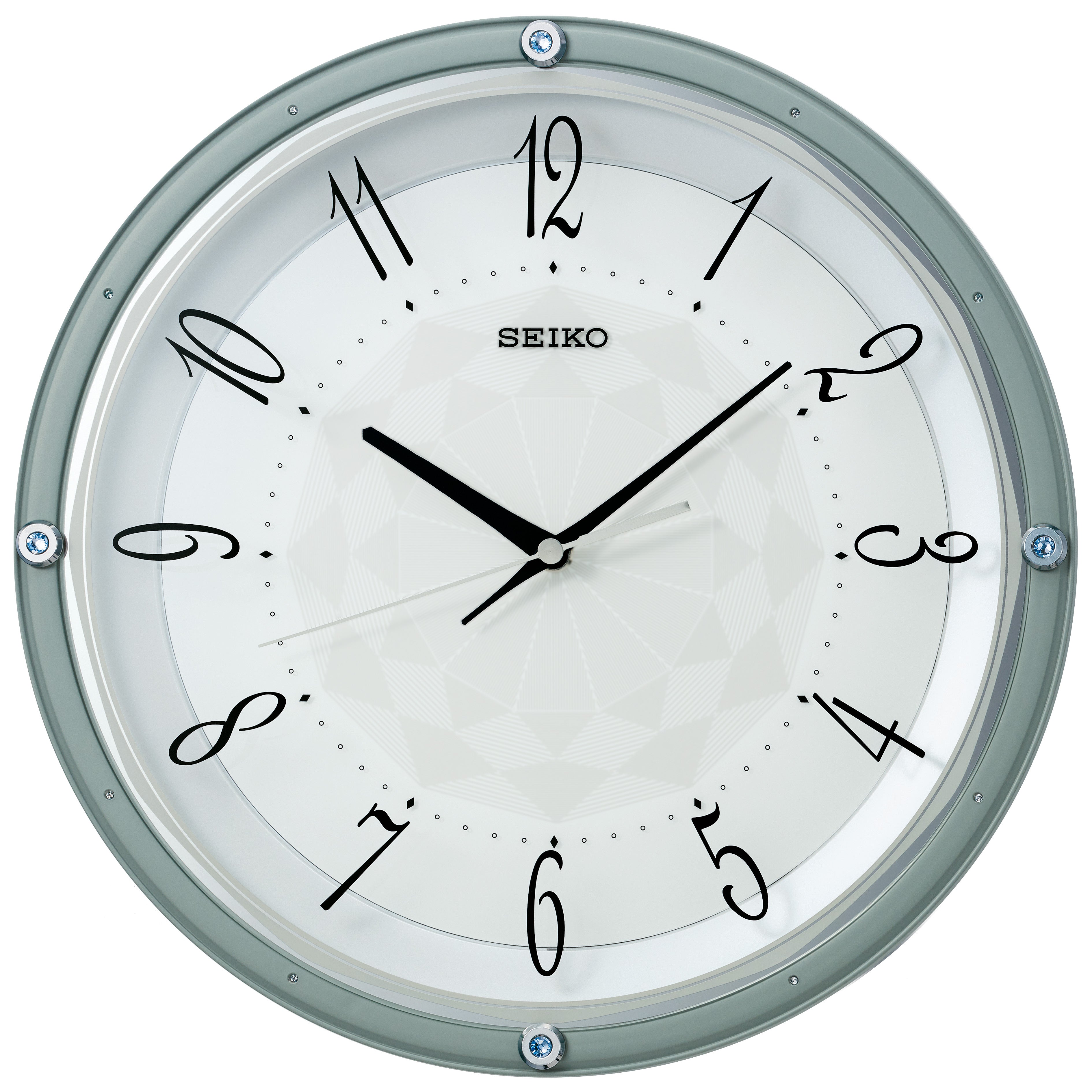 Buy Seiko Krista Decorative Crystals Wall Clock Pearl Blue 33cm – Oh Clocks
