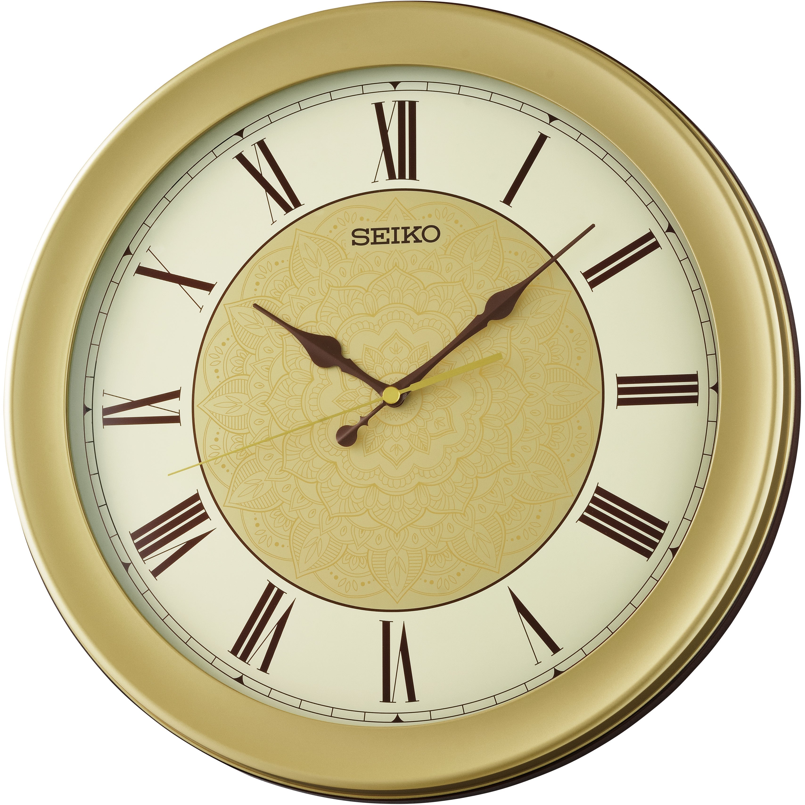 Seiko Mckenna Imperial Mandala Gold Brown Wall Clock Roman – Oh Clocks
