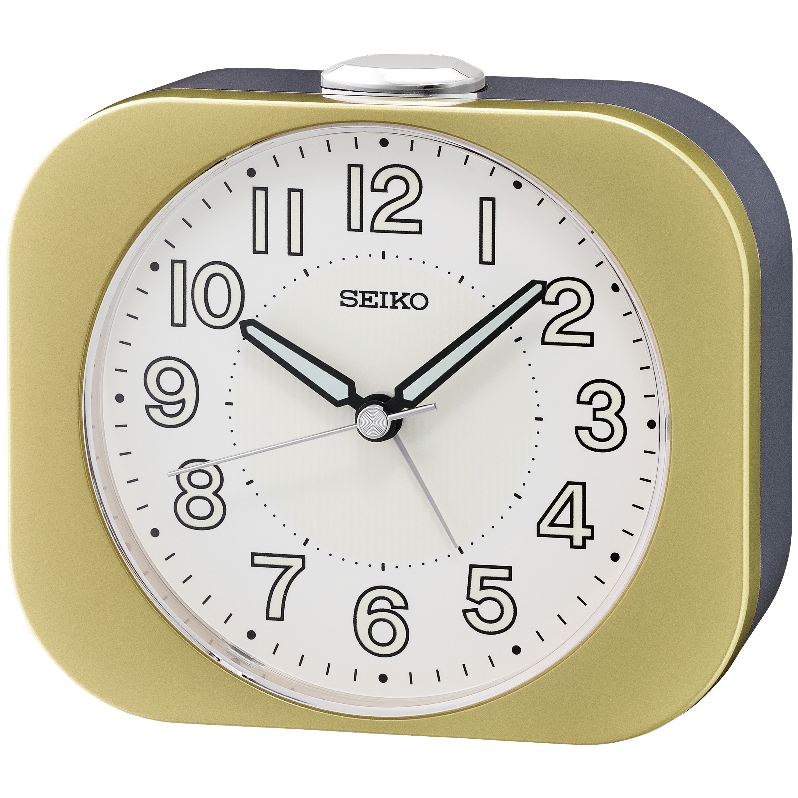 Buy Seiko Miles Luminous Analog Bedside Alarm Clock Gold 11cm – Oh Clocks