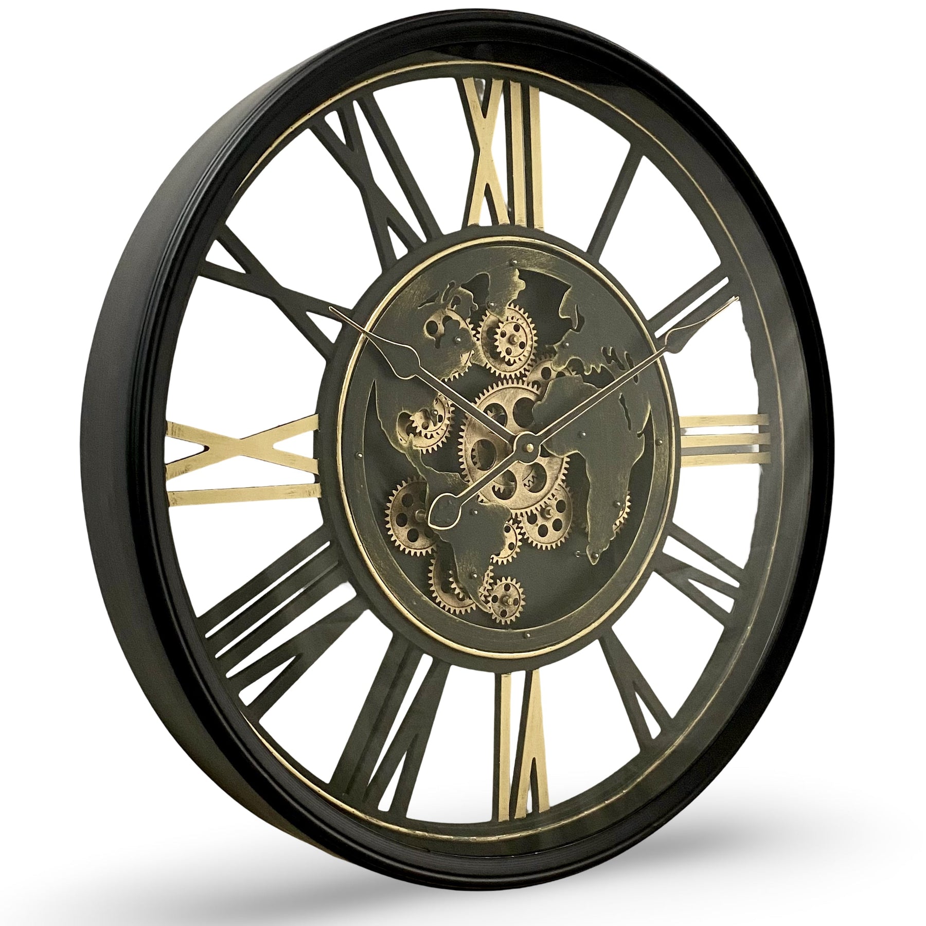 Buy Continental Black Metal Moving Gears Wall Clock 60cm Online – Oh Clocks
