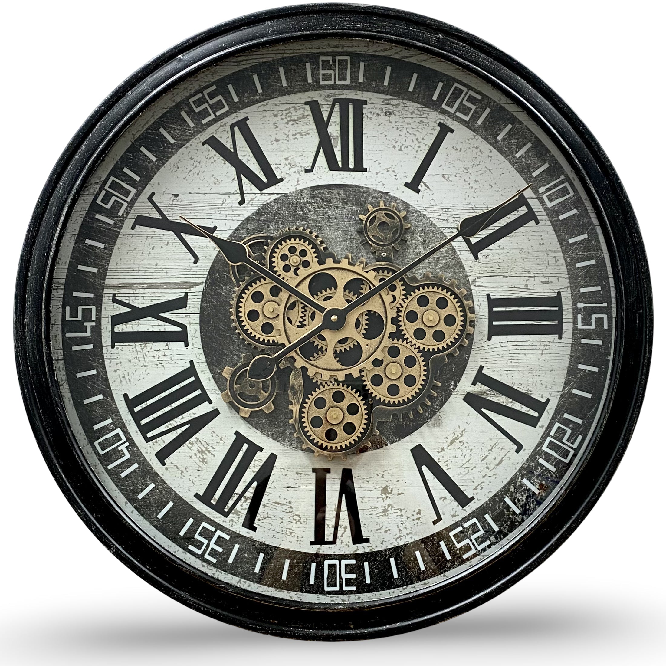 Buy Tyson Distressed Metal Moving Gears Wall Clock 60cm Online – Oh Clocks