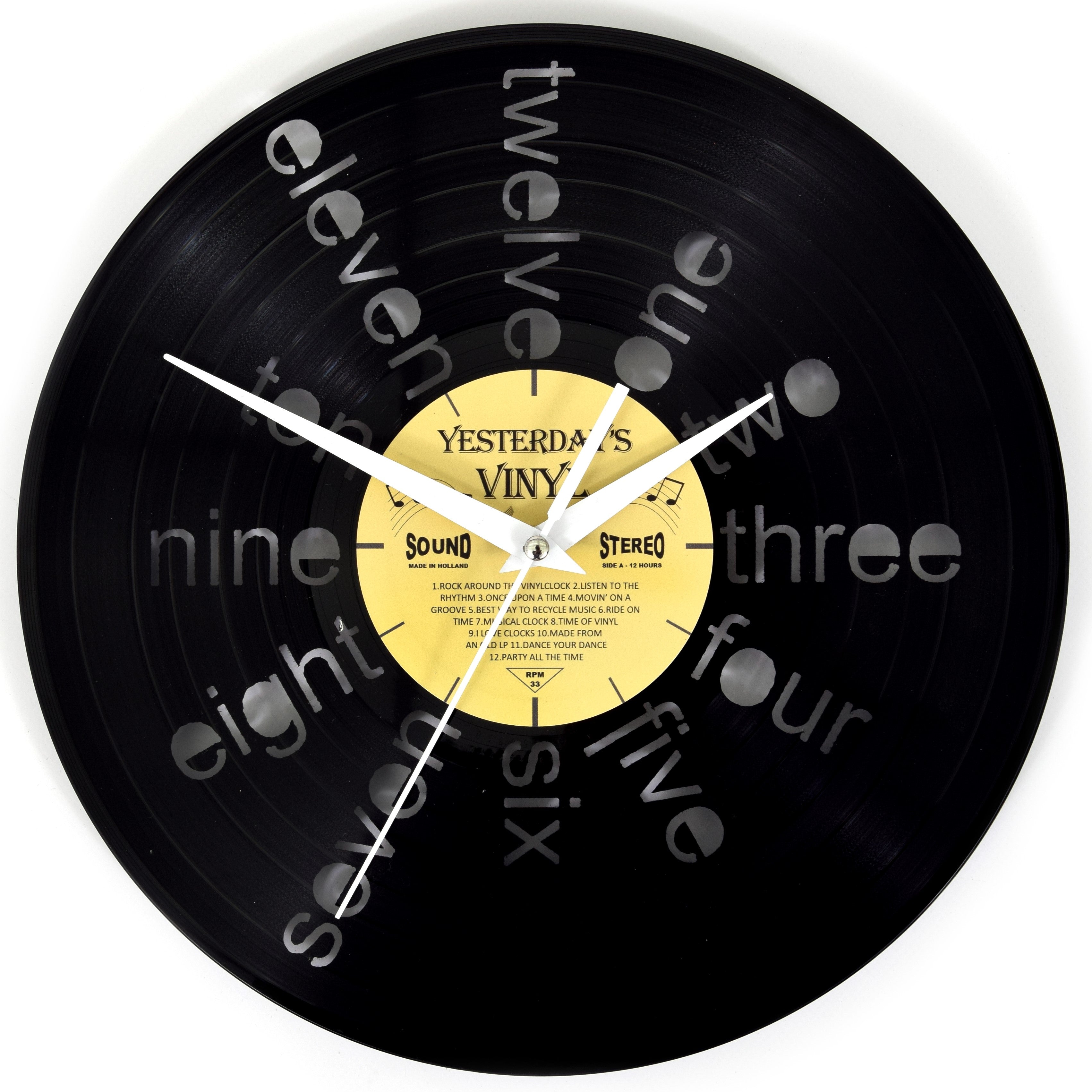 Buy Yesterday's Vinyl Written Numbers Wall Clock 30cm Online – Oh Clocks