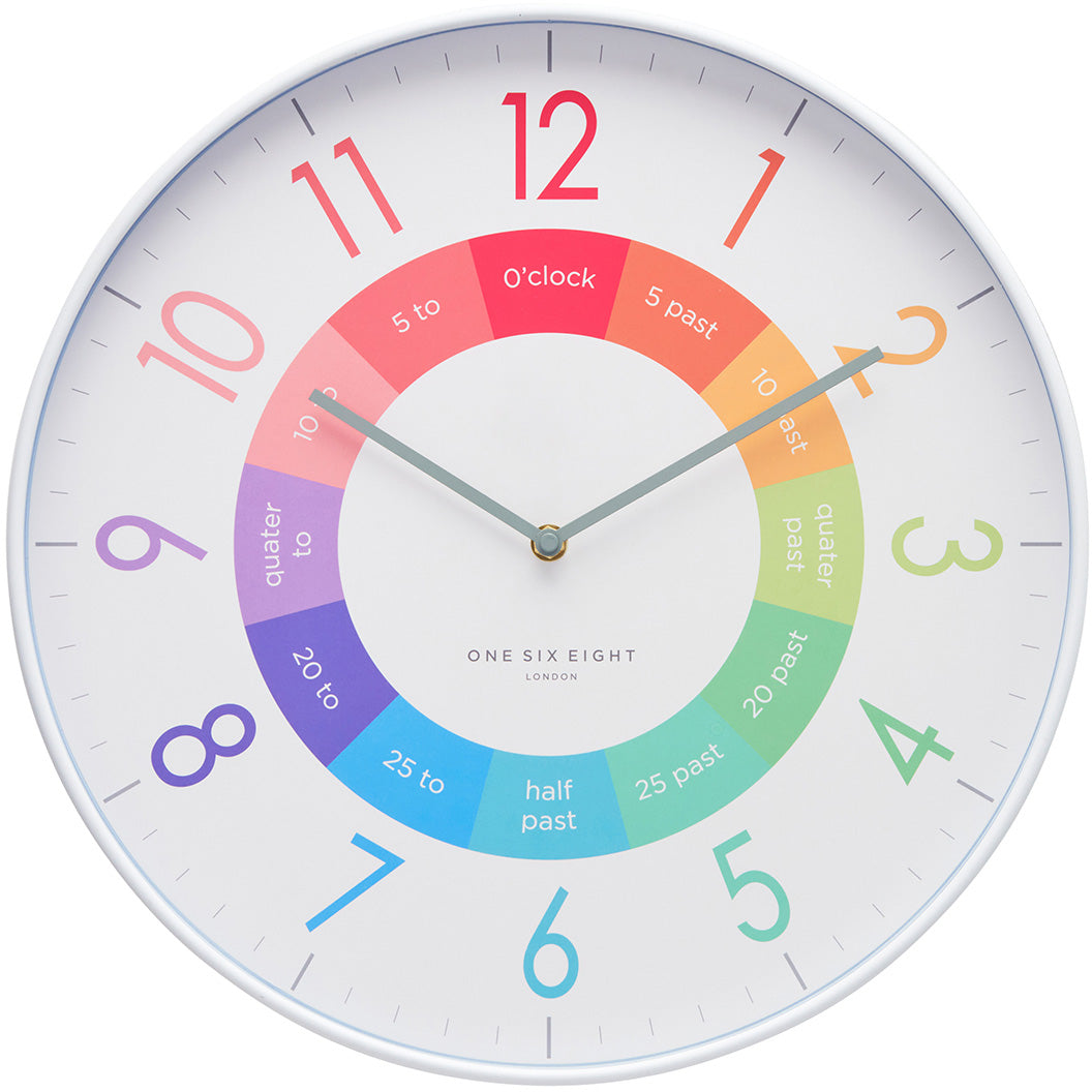 Buy One Six Eight London Happy Time Kids Wall Clock White 40cm – Oh Clocks