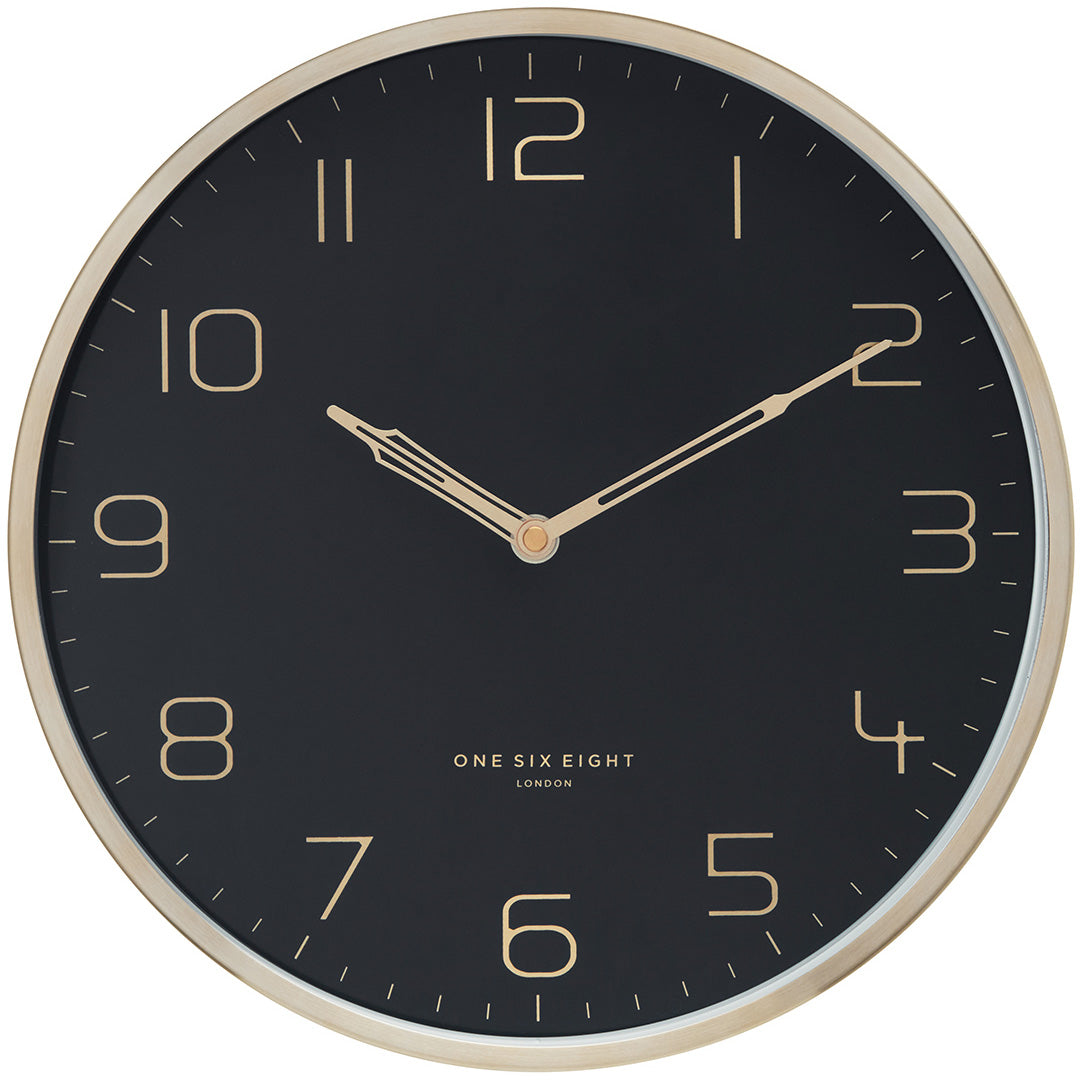 Buy One Six Eight London Lily Metal Wall Clock Black 30cm Online – Oh ...