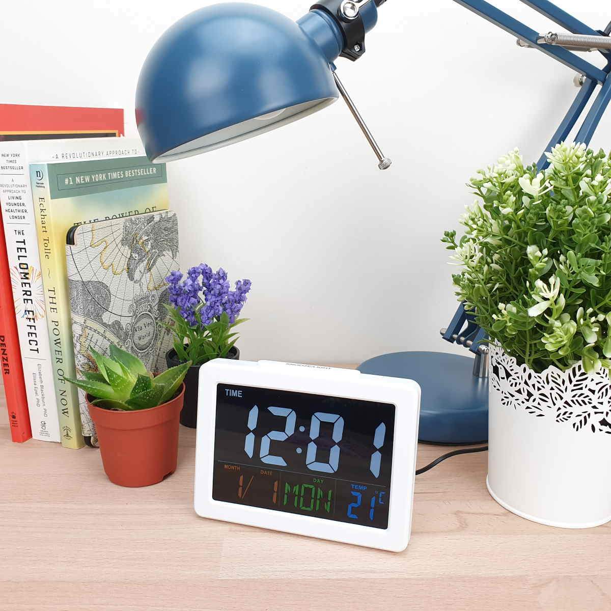 Buy Checkmate Addyson Rainbow LED Alarm Clock White 14cm Online – Oh Clocks