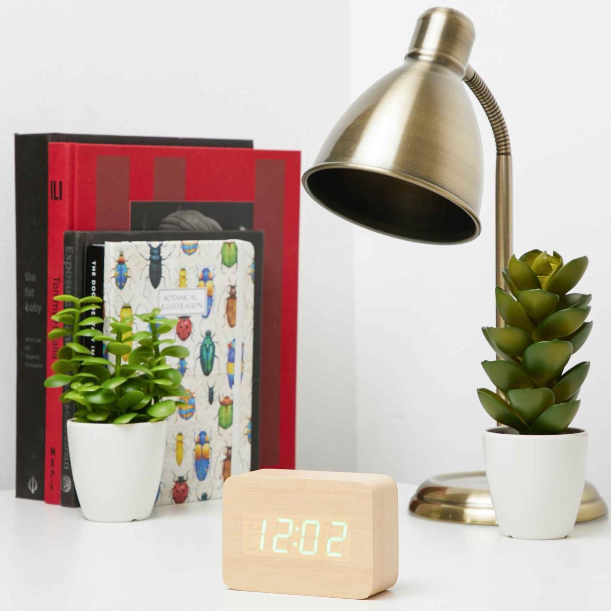 Buy Checkmate LED Wood Cuboid USB Desk Clock Green 10cm Online – Oh Clocks