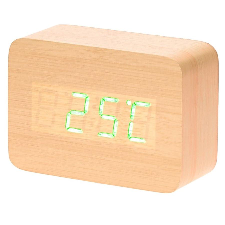 Buy Checkmate LED Wood Cuboid USB Desk Clock Green 10cm Online – Oh Clocks