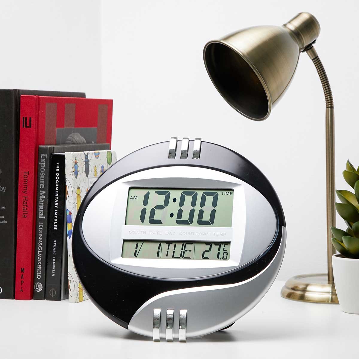 Checkmate Trident Multifunction Round Digital Wall Clock Black – Oh Clocks