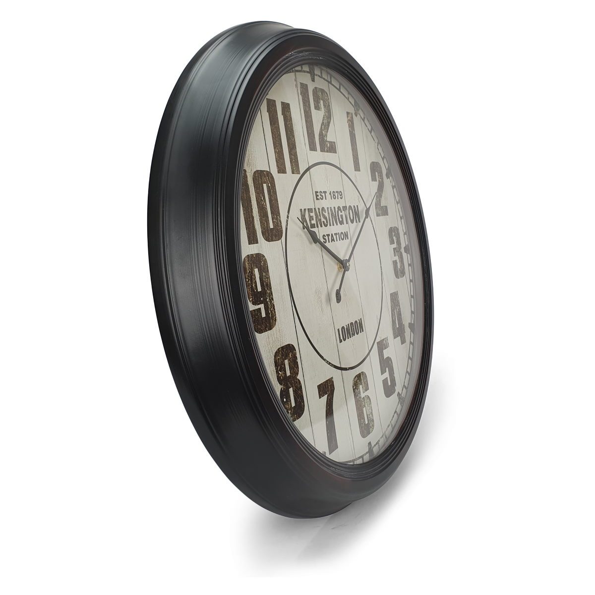 Kensington Station Extra Large Vintage Metal Wall Clock Black – Oh Clocks