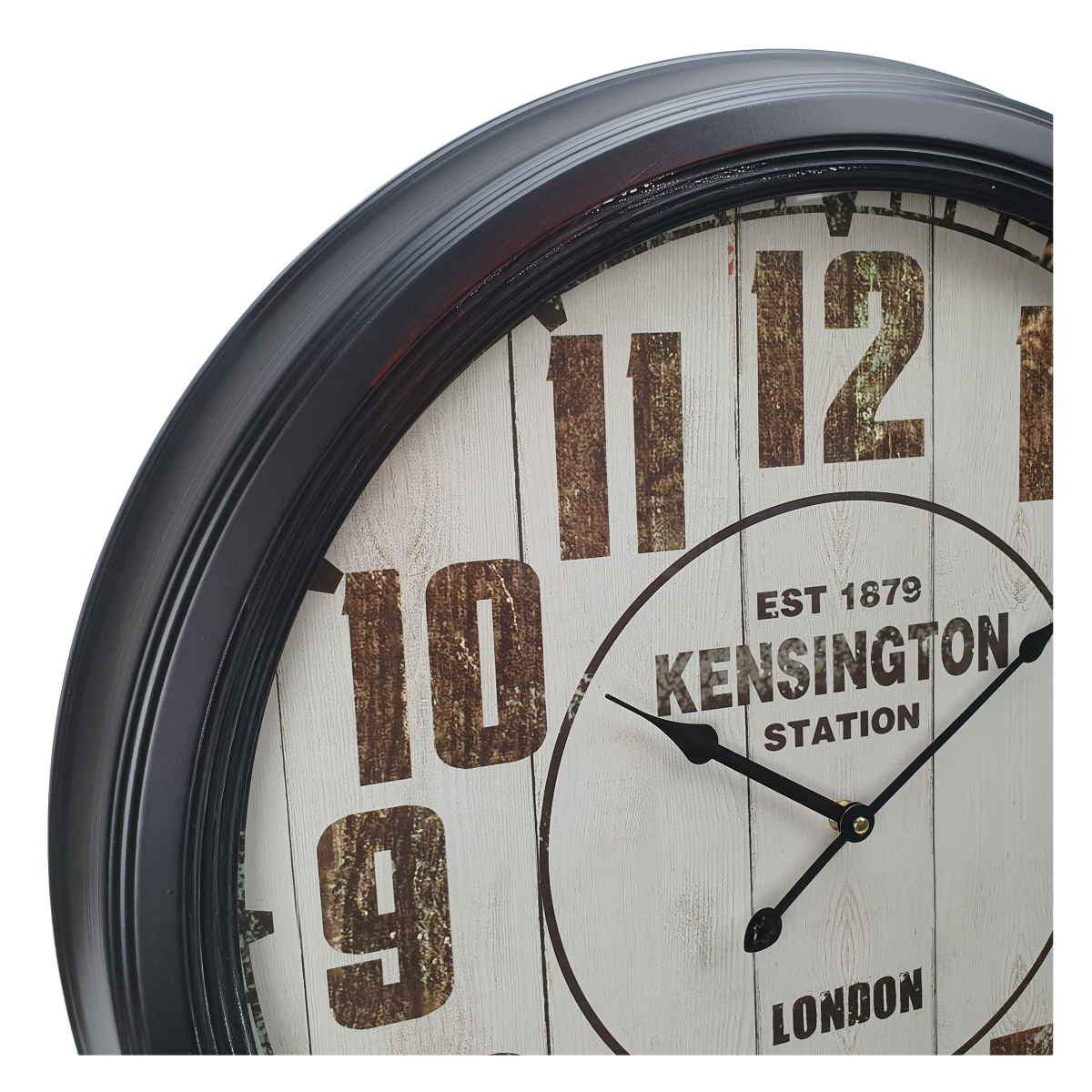 Kensington Station Extra Large Vintage Metal Wall Clock Black – Oh Clocks