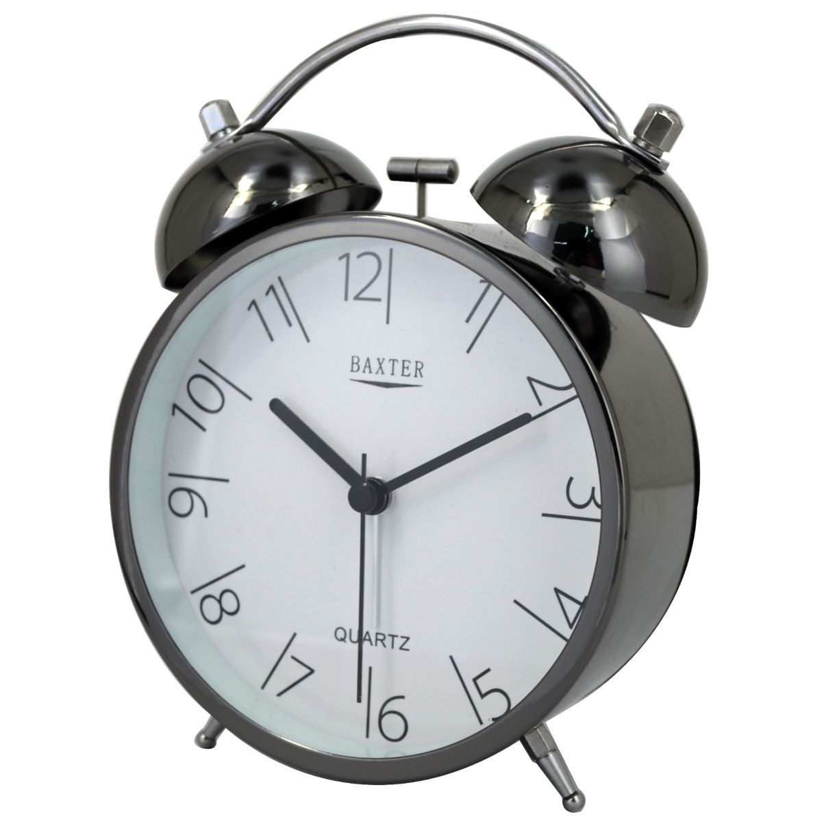 Buy Baxter Delroy Twin Bell Metal Alarm Clock Graphite 12cm – Oh Clocks