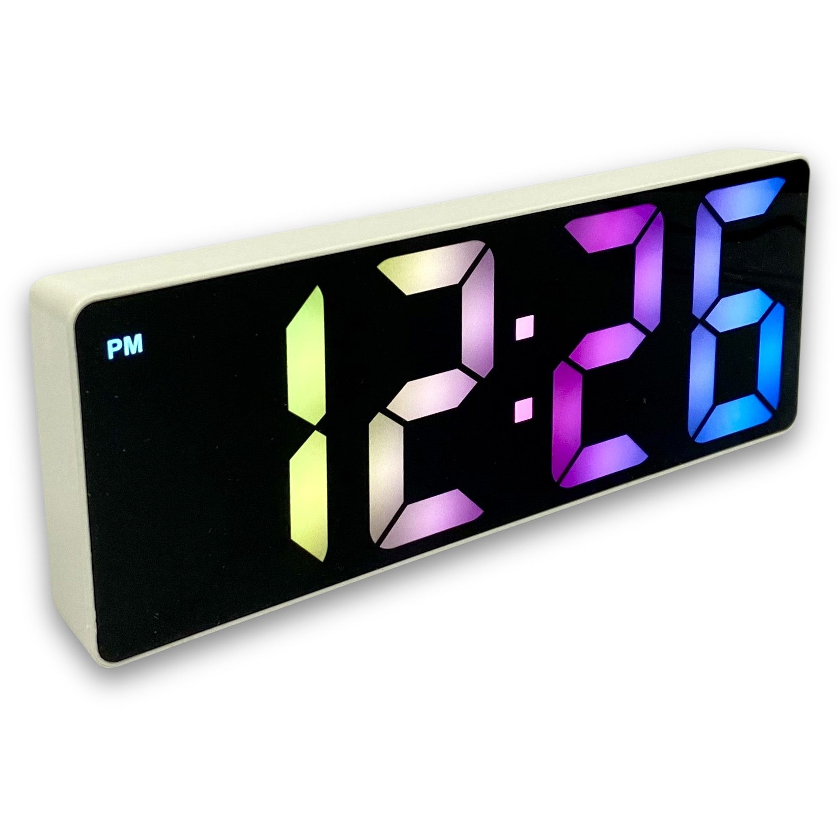 Buy Howie Rainbow LCD Alarm Clock White 16cm Online – Oh Clocks