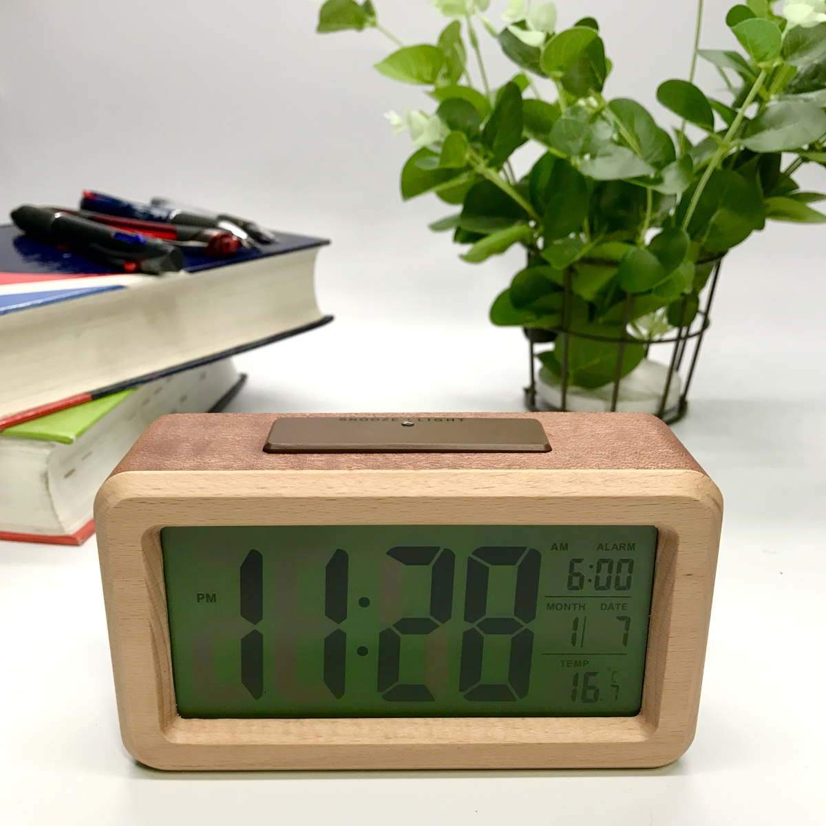 Checkmate Timber Multifunction Digital Alarm Clock Dark Brown – Oh Clocks