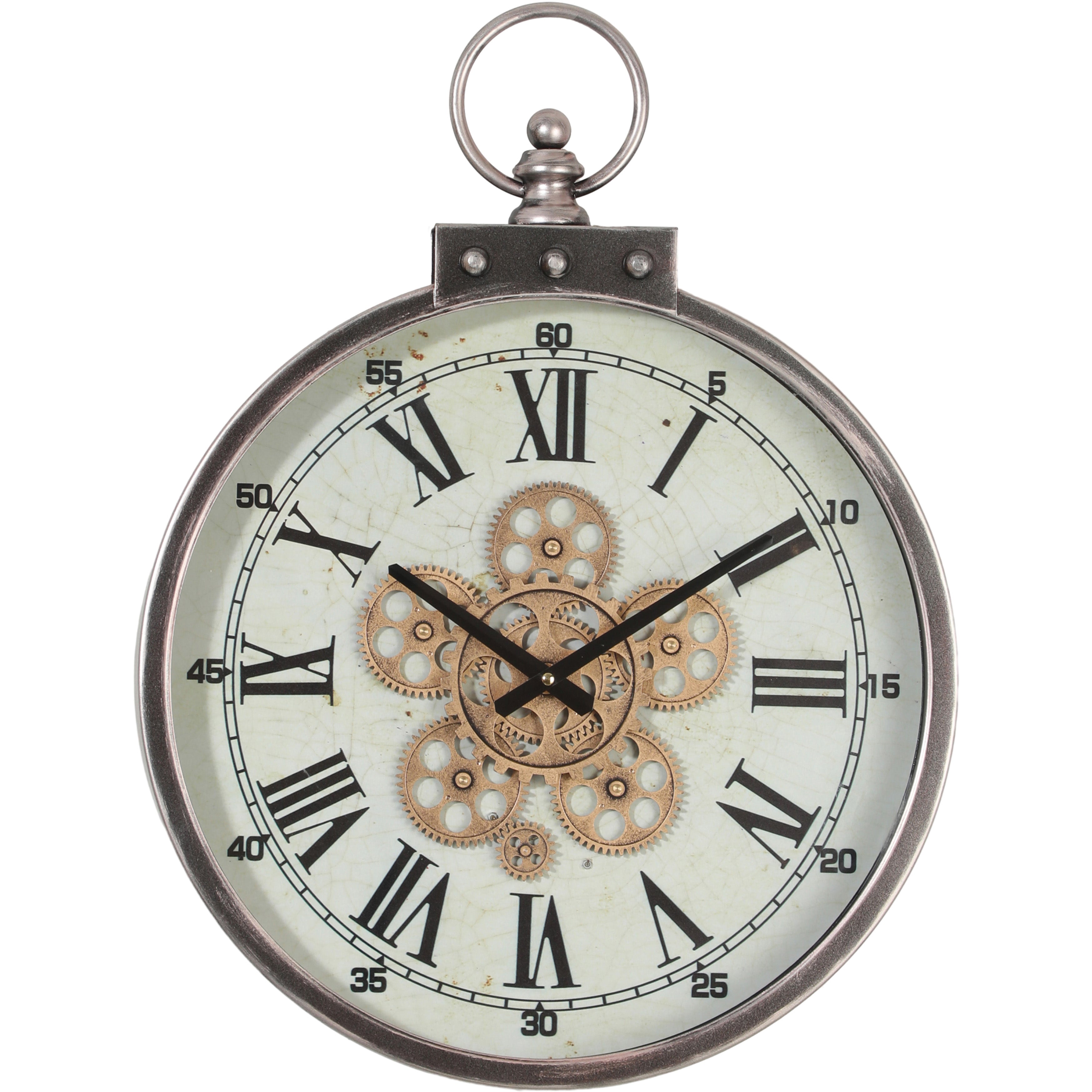 Buy Baxter FOB Rustic Grey Metal Moving Gears Wall Clock 61cm – Oh Clocks