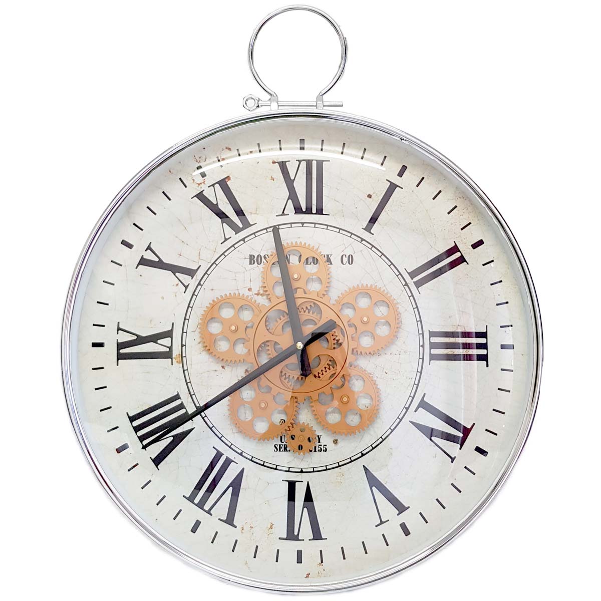 Buy Boston FOB Watch Silver Metal Moving Gears Wall Clock 63cm – Oh Clocks