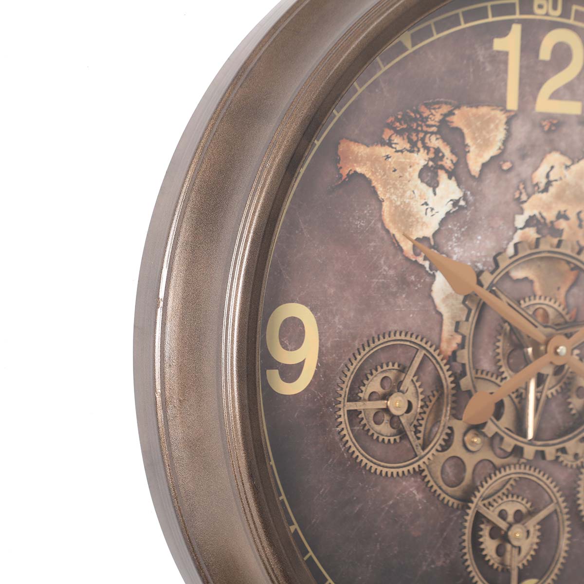 Buy Cadence The World Bronze Metal Moving Gears Wall Clock 62cm – Oh Clocks