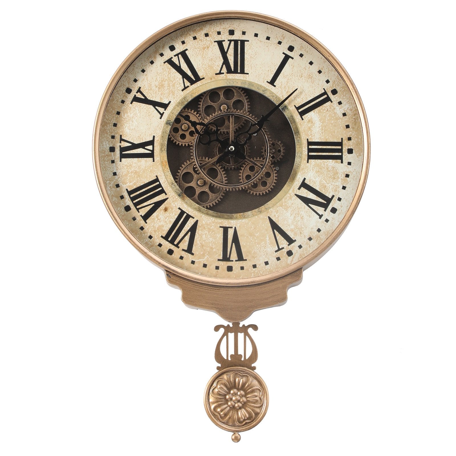 Buy Cambridge Pendulum Gold Metal Moving Gears Wall Clock 63cm – Oh Clocks