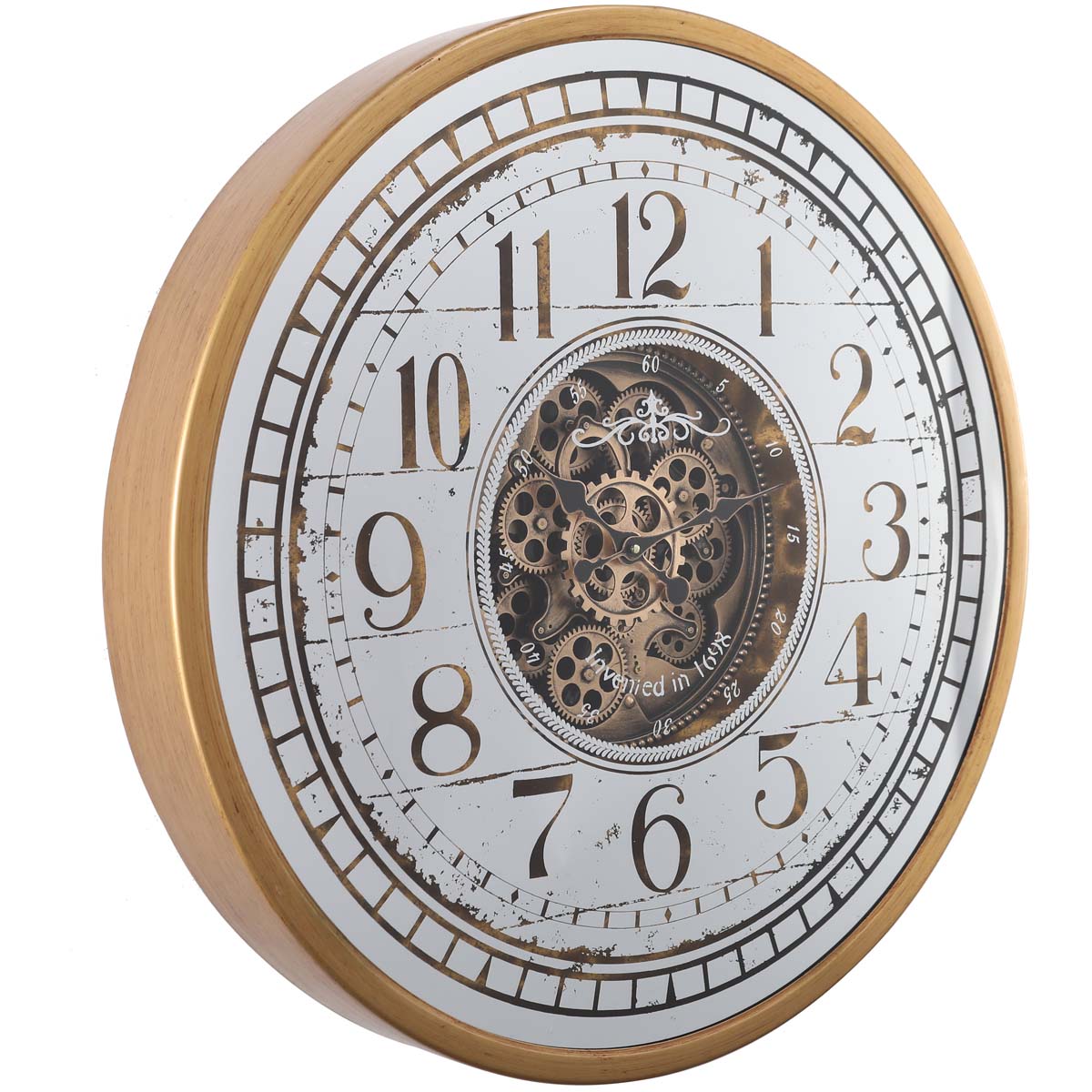 Buy Chateau Mirrored Gold Metal Moving Gears Wall Clock 80cm – Oh Clocks