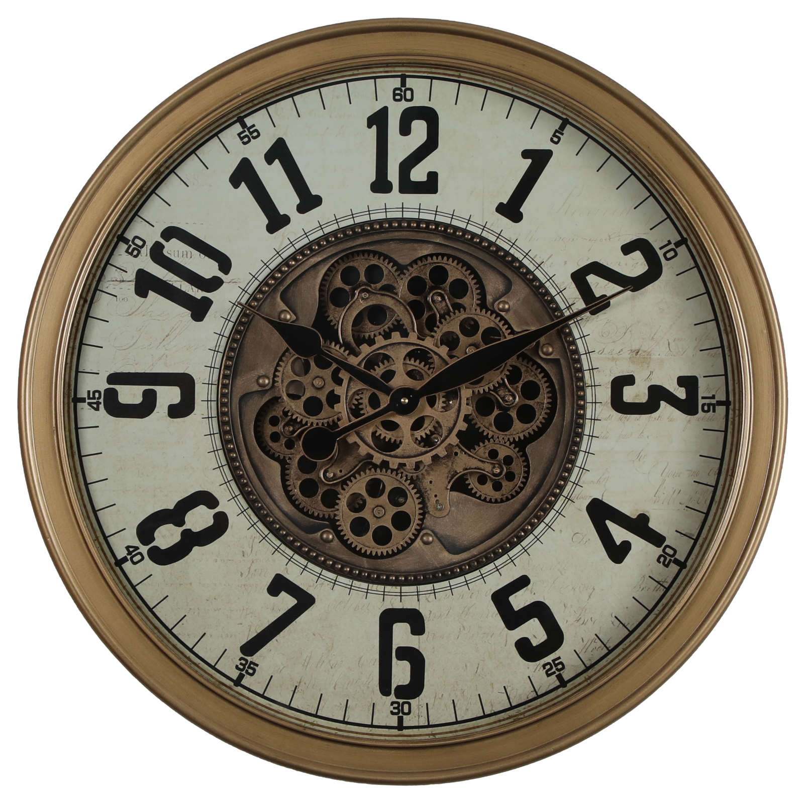 Buy Duke Industrial Gold Metal Moving Gears Wall Clock 65cm – Oh Clocks