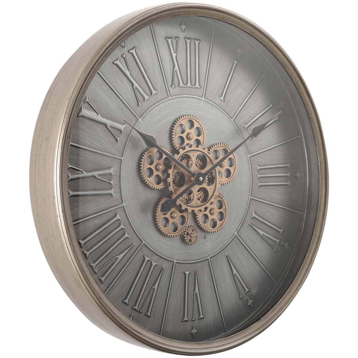 Buy George Indented Roman Metal Moving Gears Wall Clock 60cm – Oh Clocks