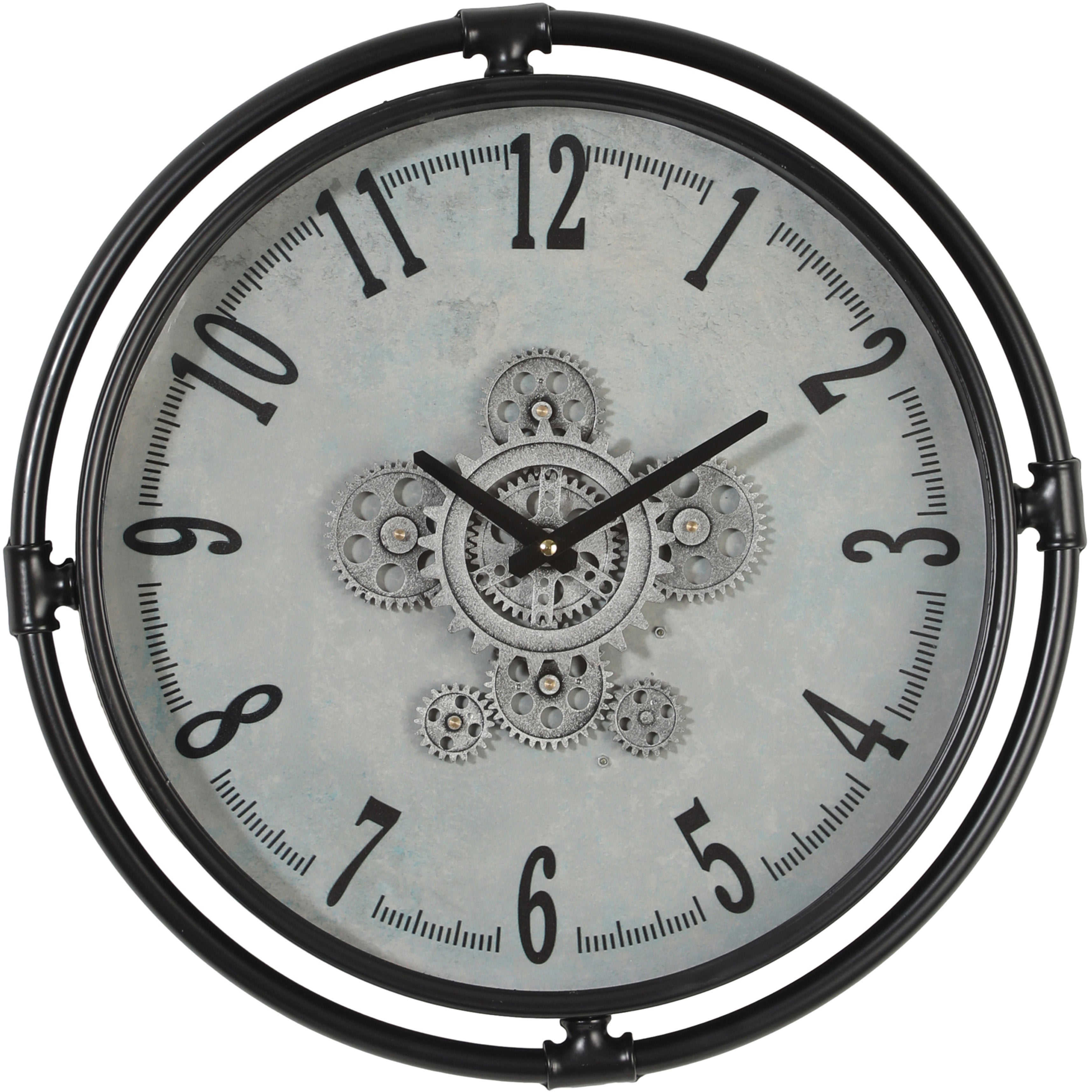 Buy Louis Industrial Black Metal Moving Gears Wall Clock 46cm – Oh Clocks