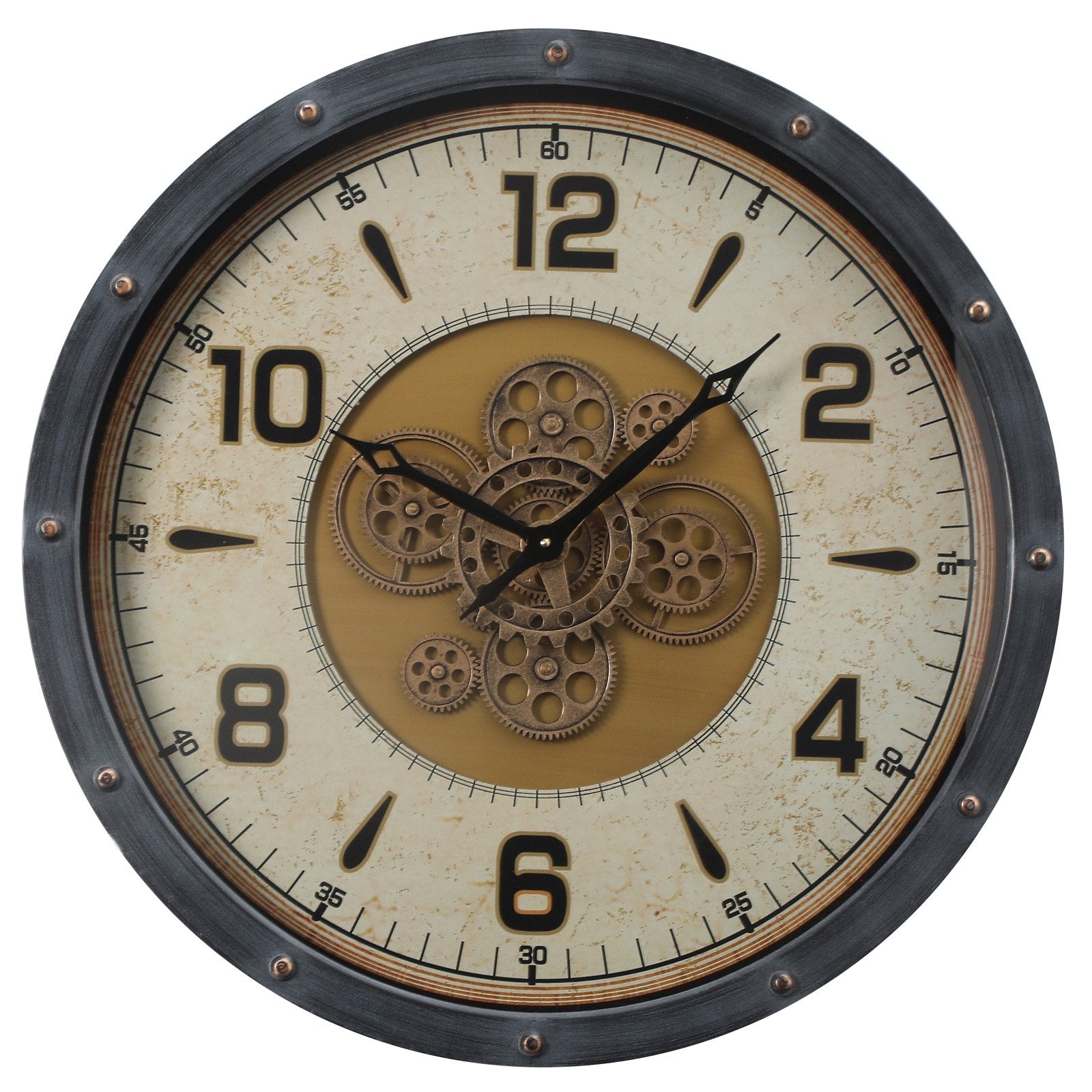 Magellan Industrial Black Framed Metal Moving Gears Wall Clock – Oh Clocks