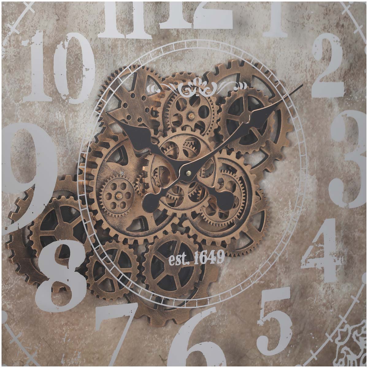 Rune Square Rustic Gold SIlver Mirrored Moving Gears Wall Clock – Oh Clocks
